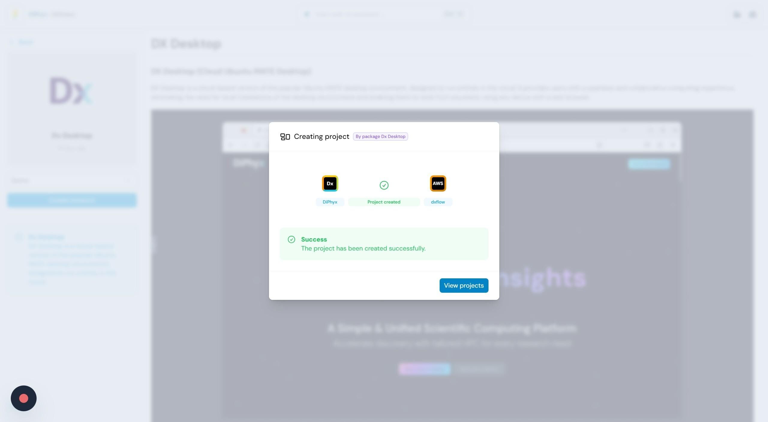 Creating a DX Desktop Instance - DiPhyx