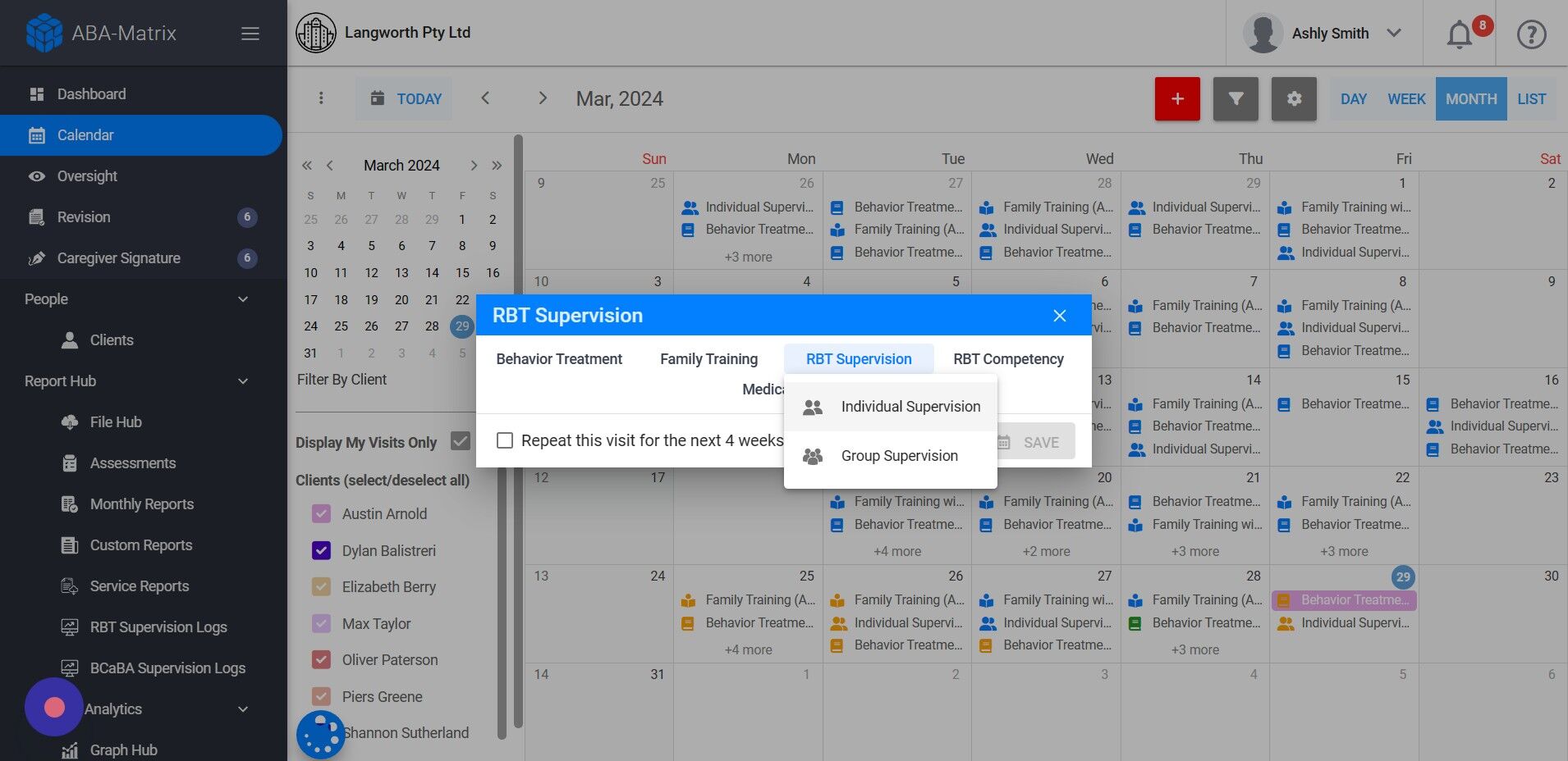 How to create a supervision associated with a Behavior Treatment ...