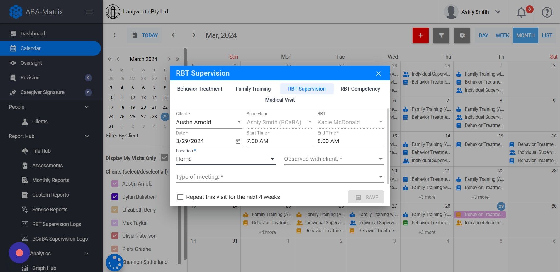 How to create a supervision associated with a Behavior Treatment ...