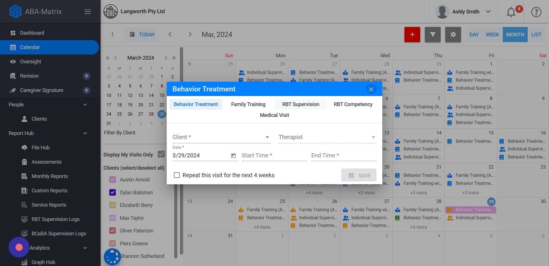 How to create a supervision associated with a Behavior Treatment ...