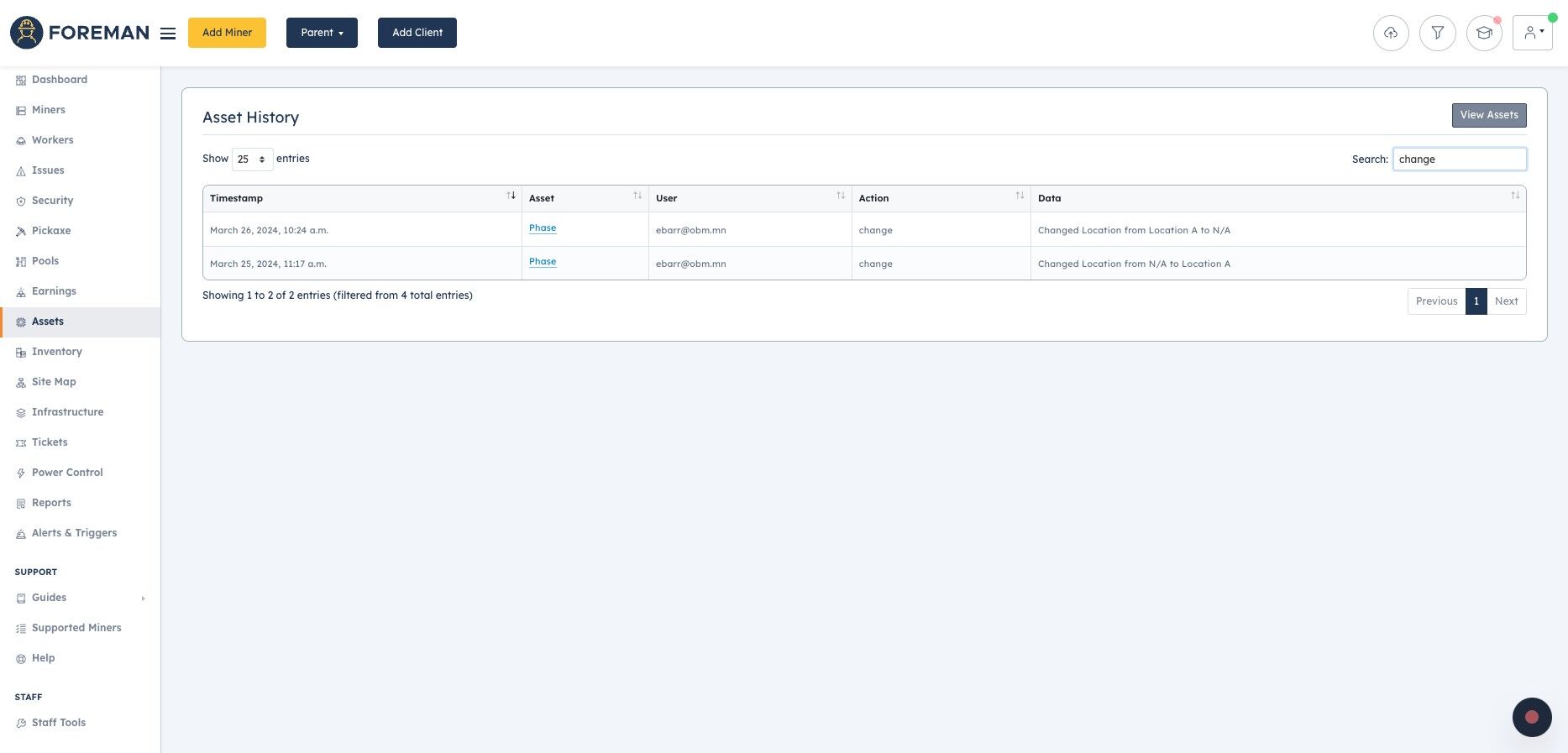 How To: View The History Of An Individual Asset – OBM