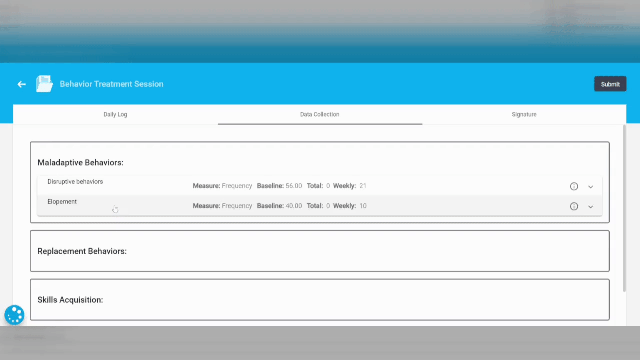 How to collect data in the system? - ABA Matrix Knowledge Desk