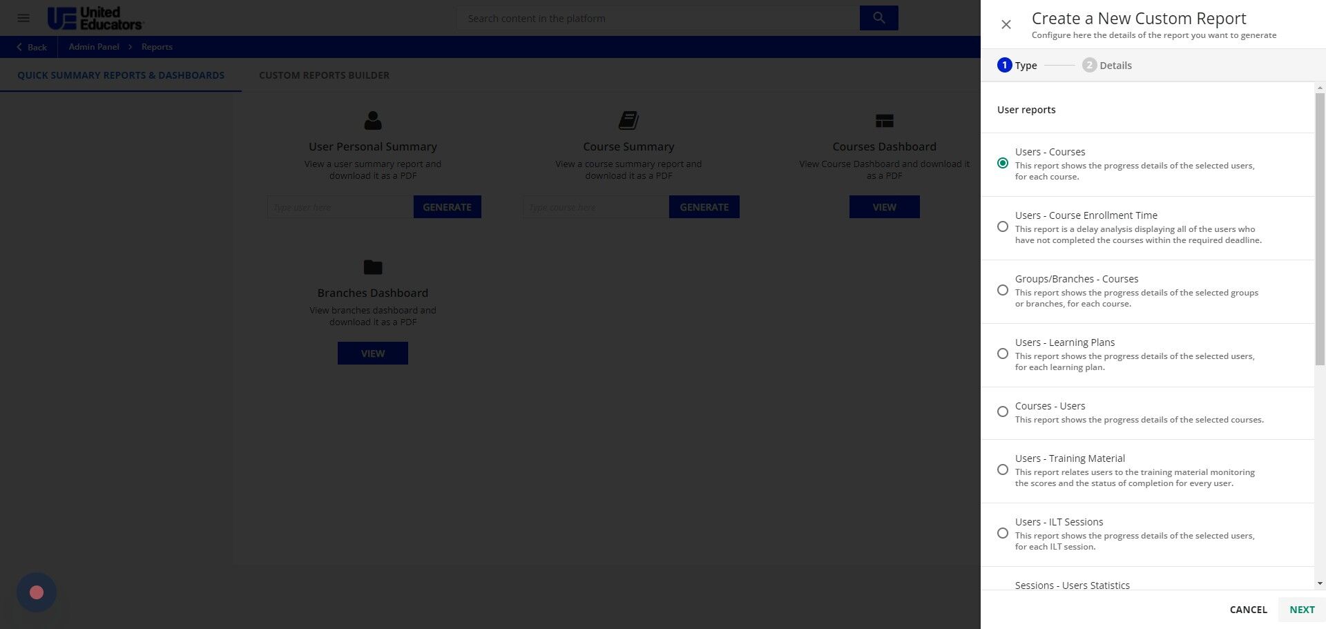 Running Reports and Viewing Learner Completion Data – Lexicon