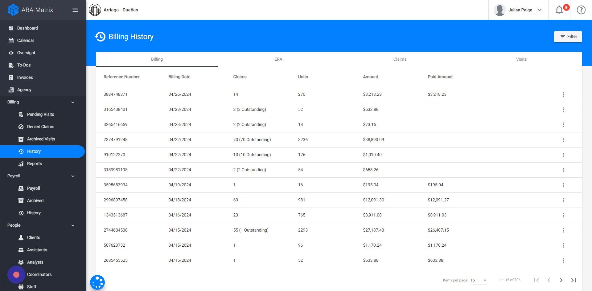How to run a billing - ABA Matrix Knowledge Desk