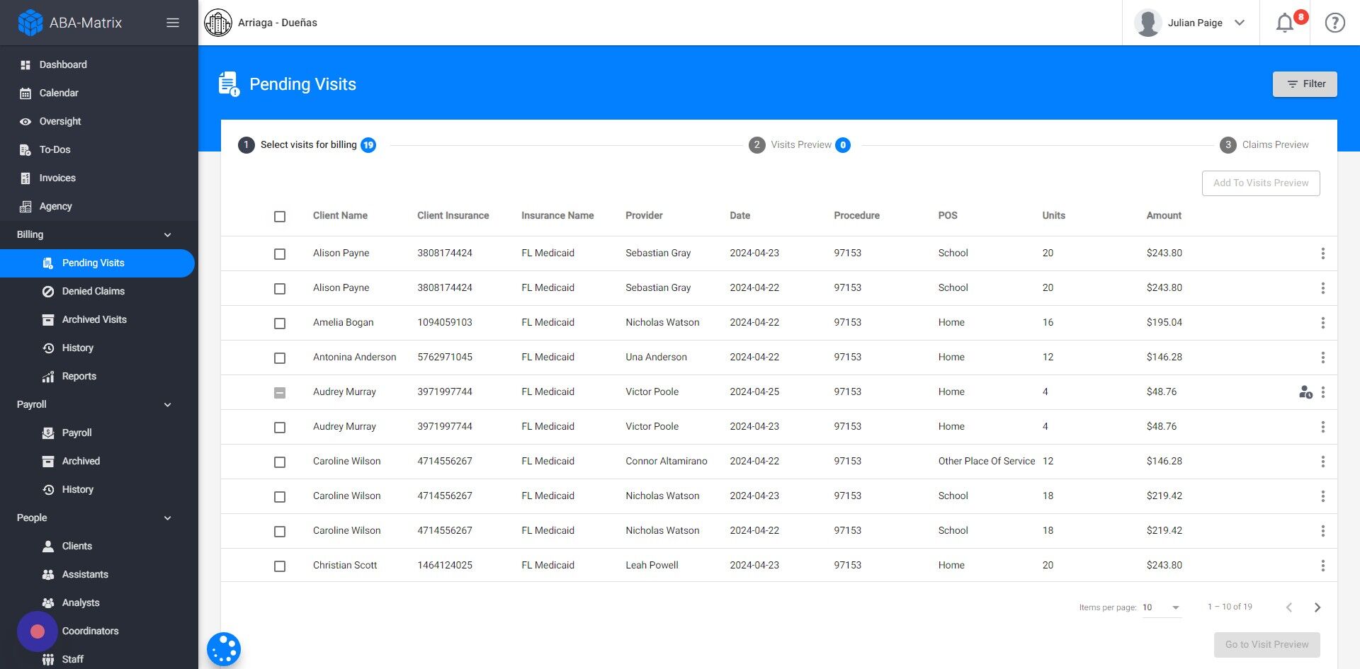 How to run a billing - ABA Matrix Knowledge Desk
