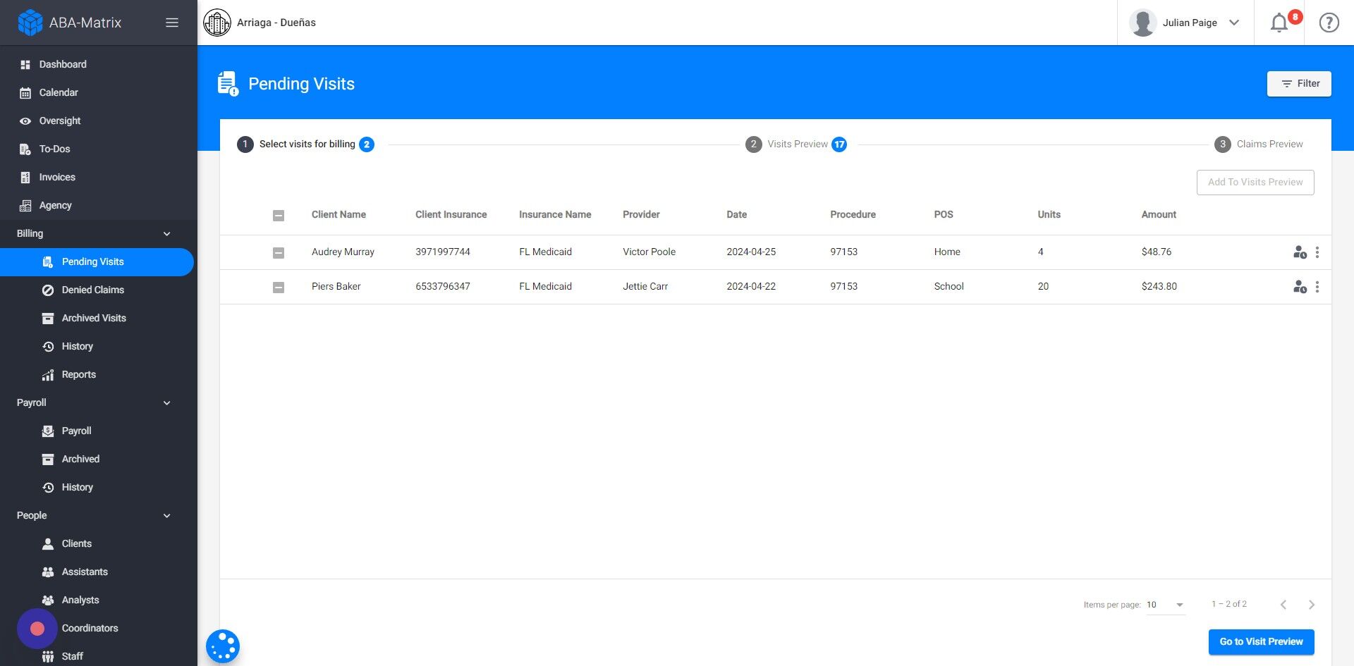How to run a billing - ABA Matrix Knowledge Desk