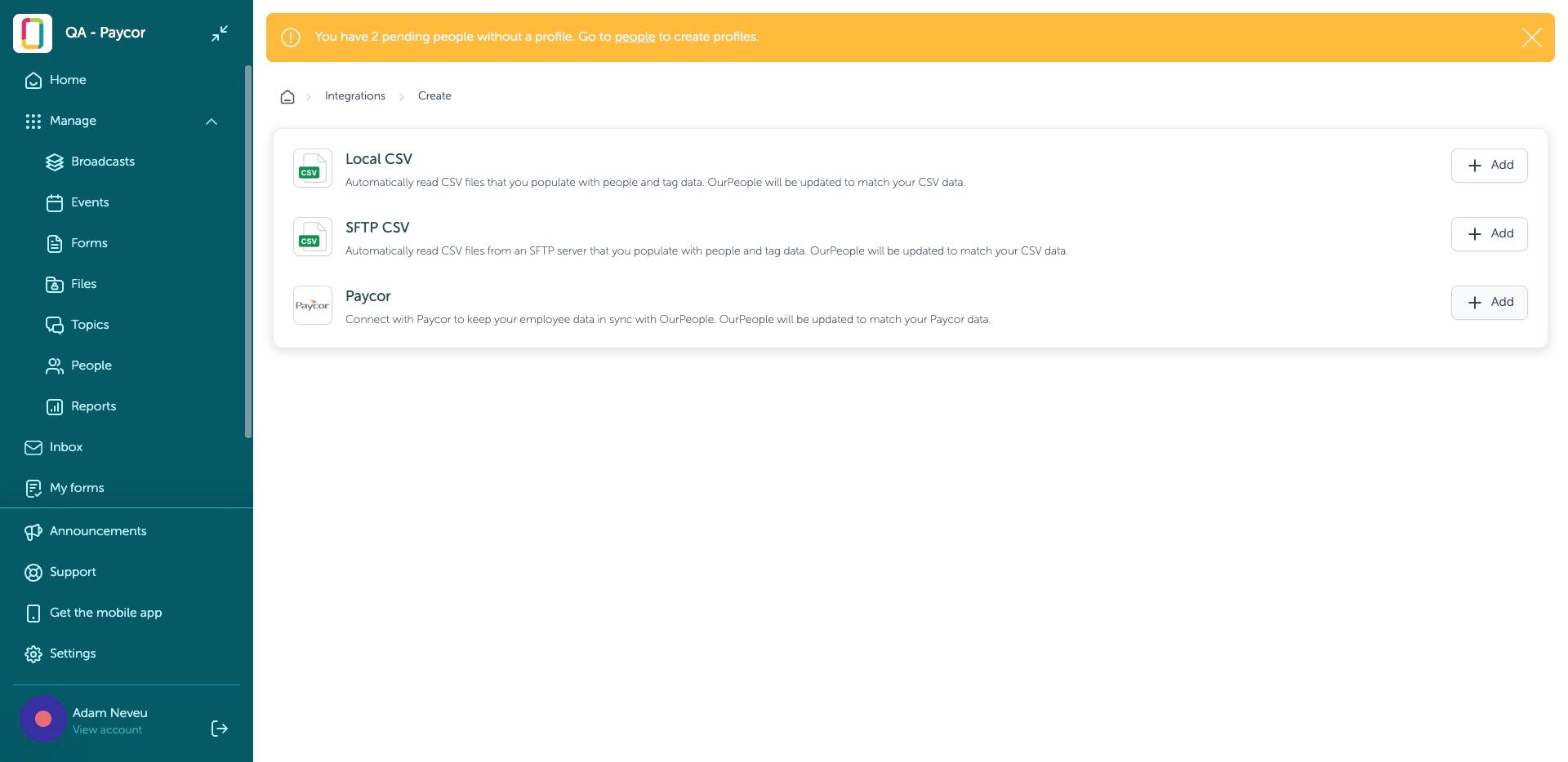 Paycor Integration Setup – OurPeople