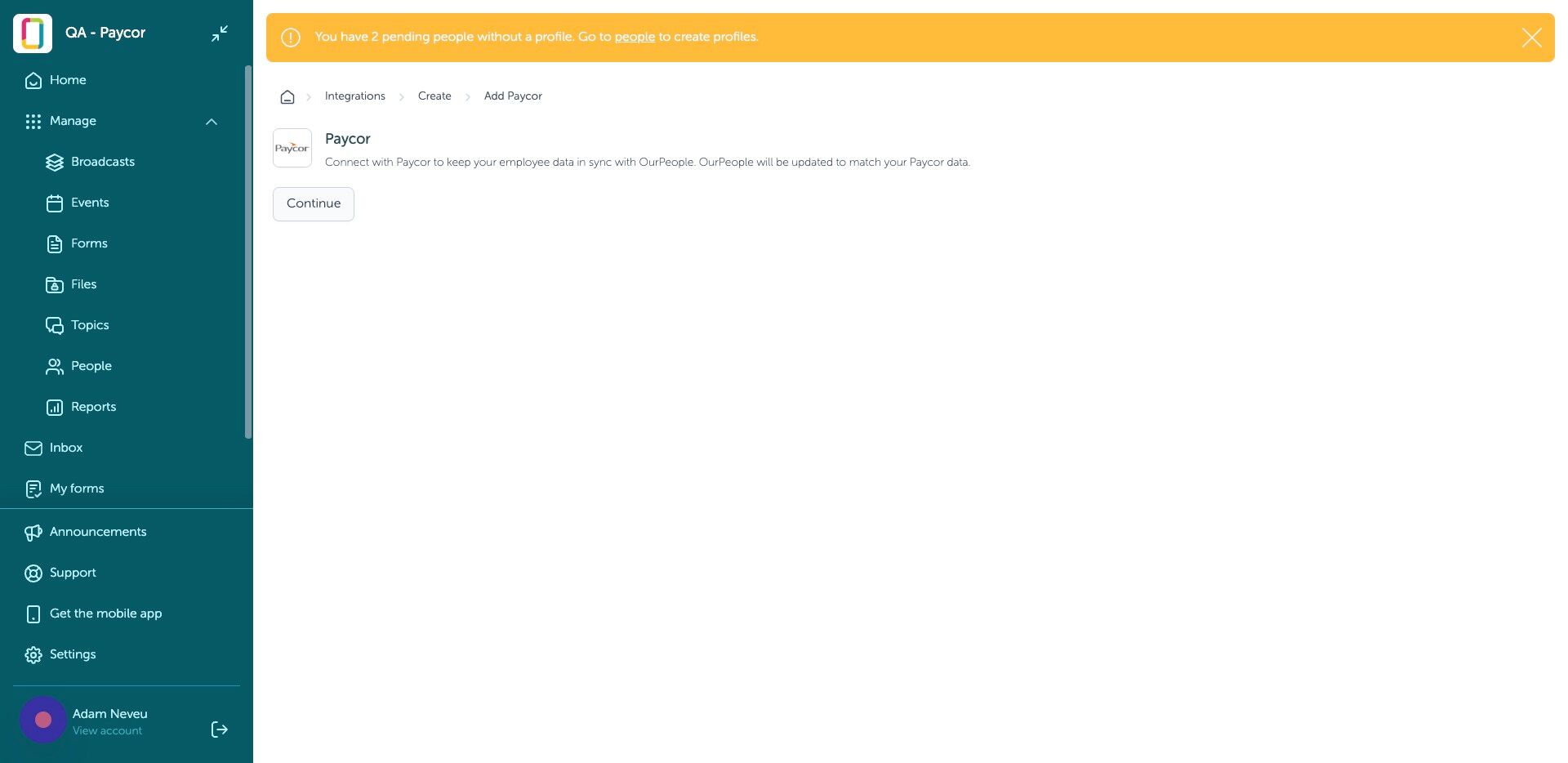 Paycor Integration Setup – OurPeople