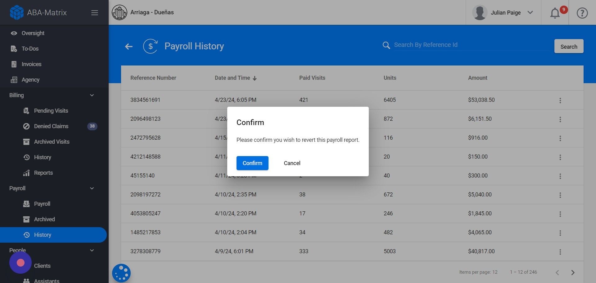 How to revert a payroll - ABA Matrix Knowledge Desk
