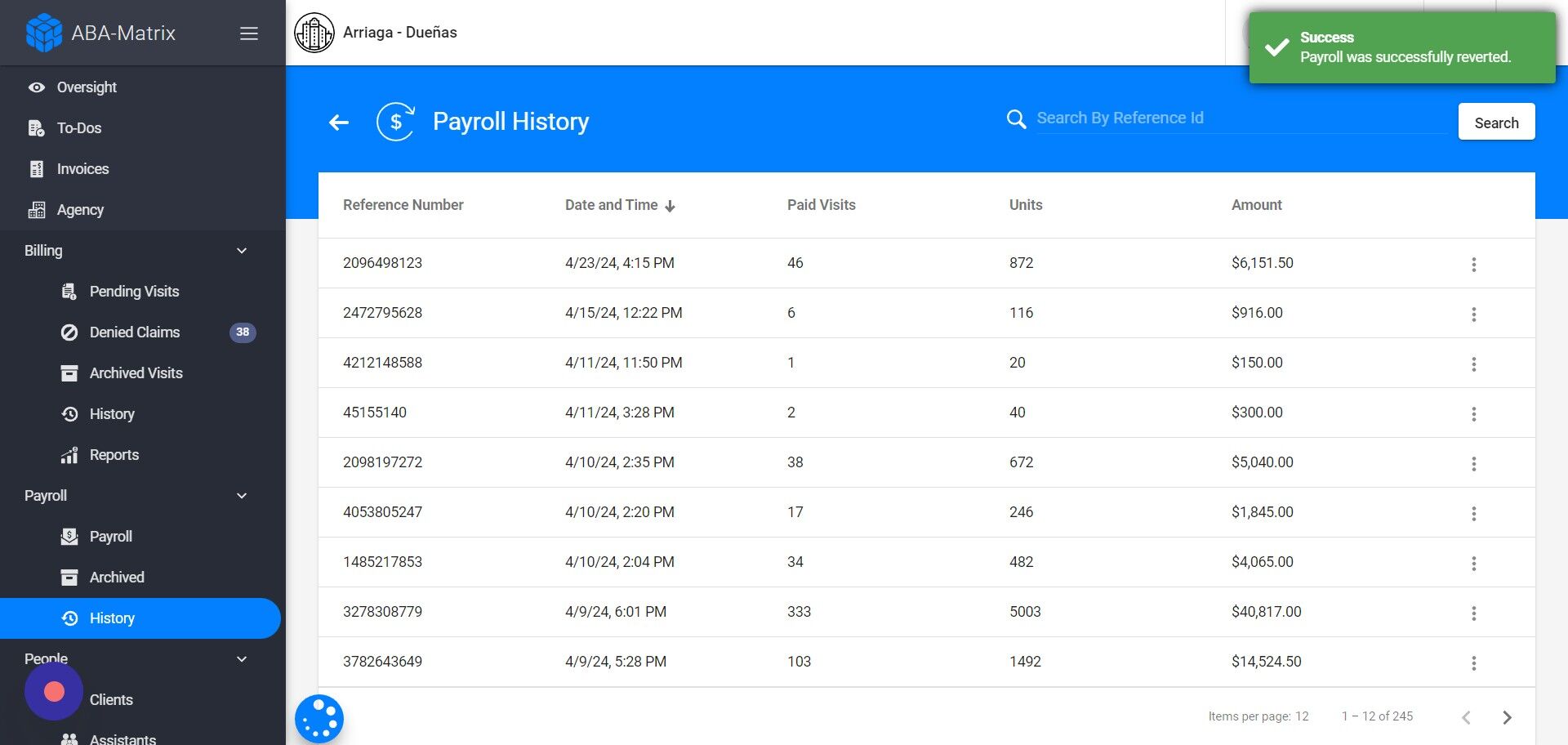 How to revert a payroll - ABA Matrix Knowledge Desk