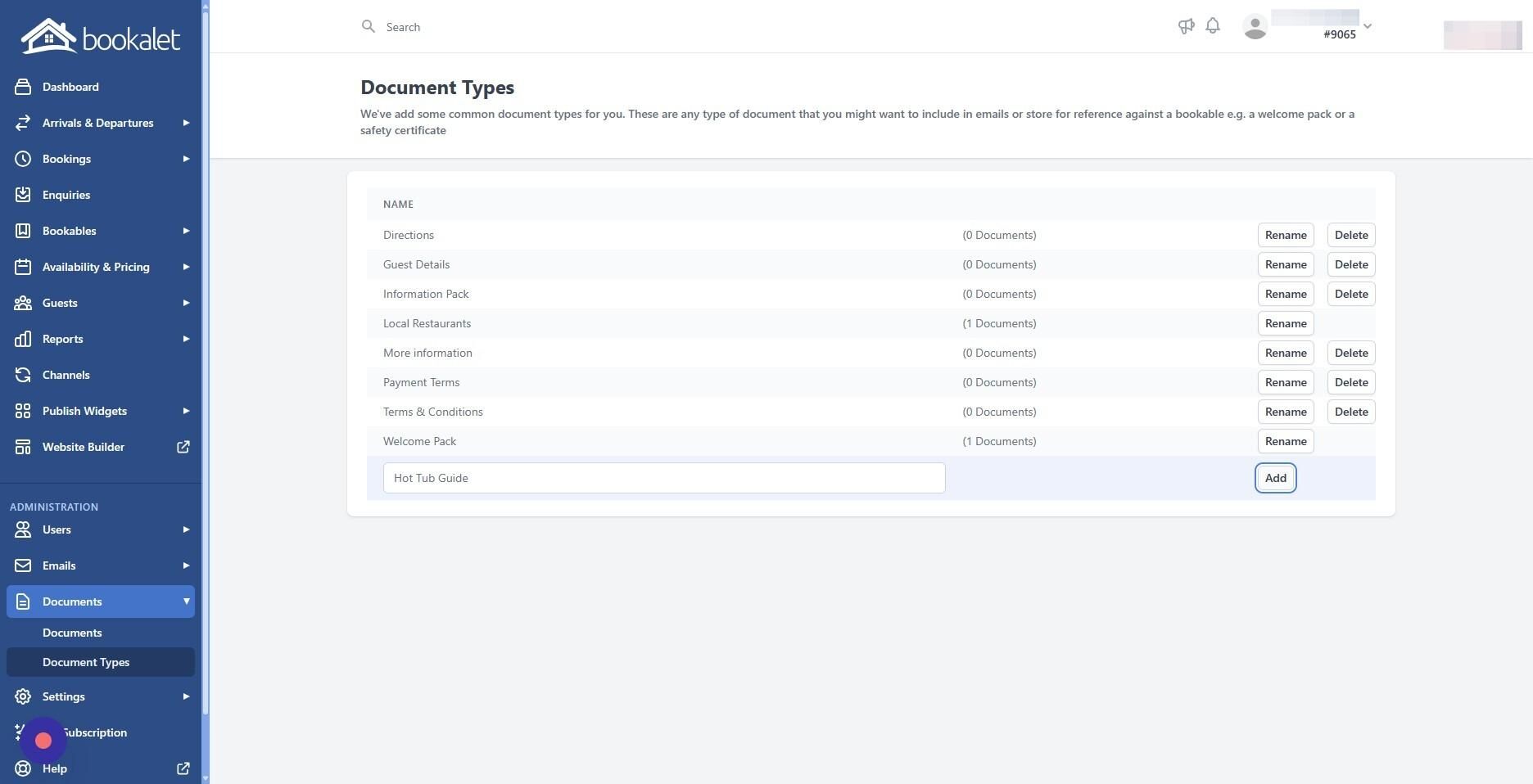 How to add a new Document Type - Bookalet