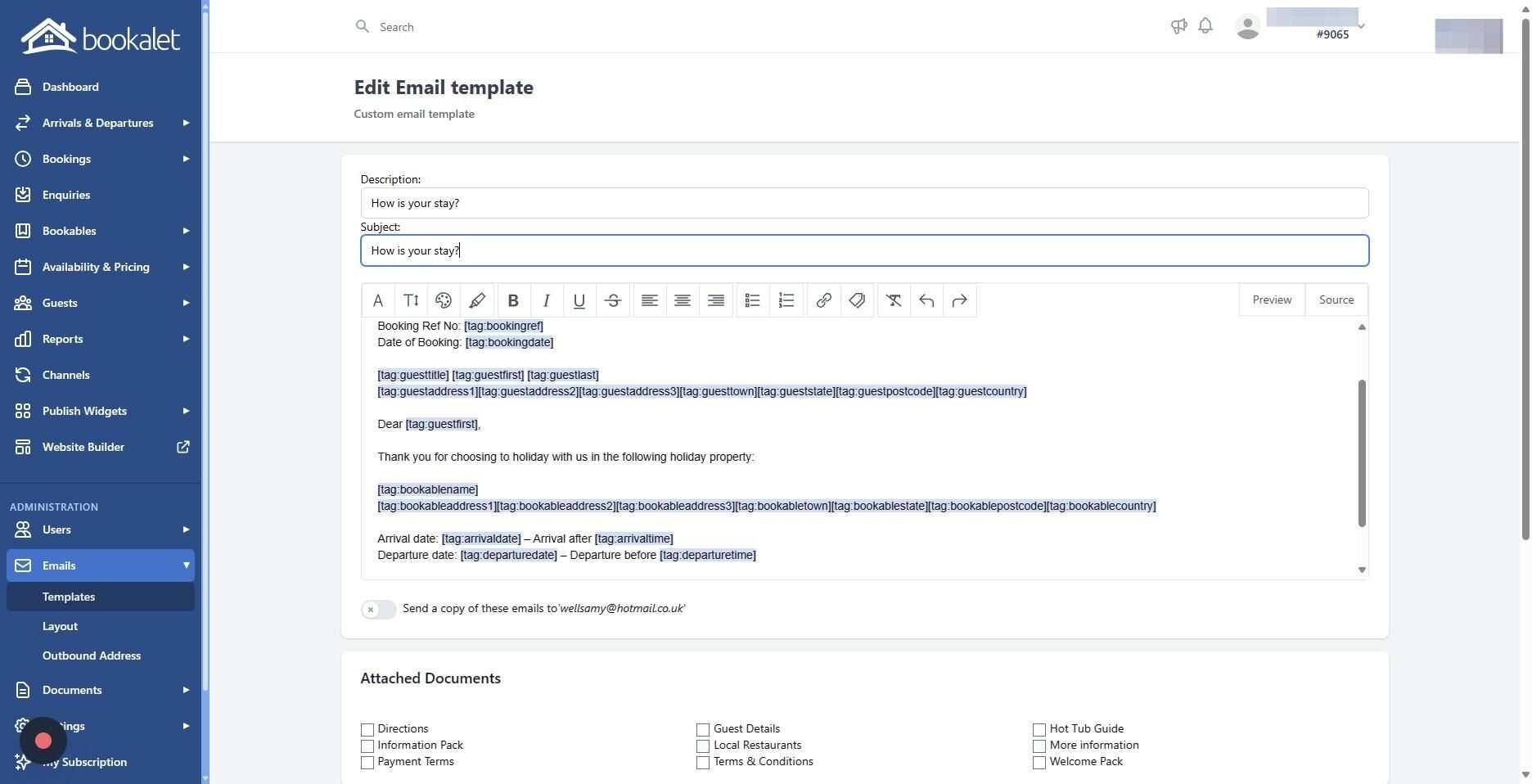 How to create a Customised Scheduled Email - Bookalet