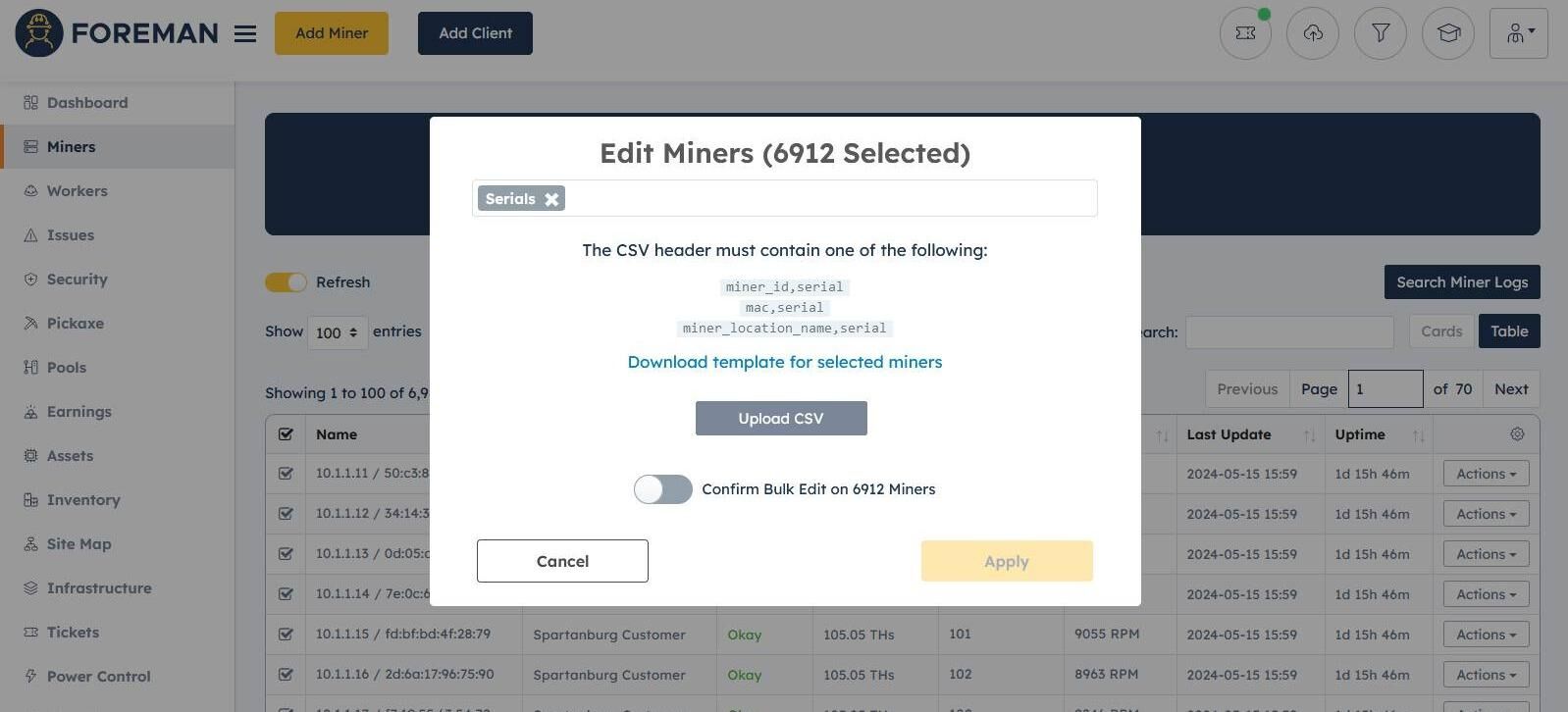 How To: Change Serial Numbers On Multiple Miners – OBM