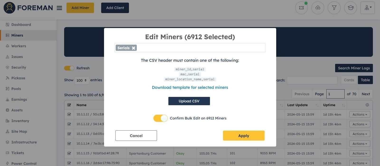How To: Change Serial Numbers On Multiple Miners – OBM