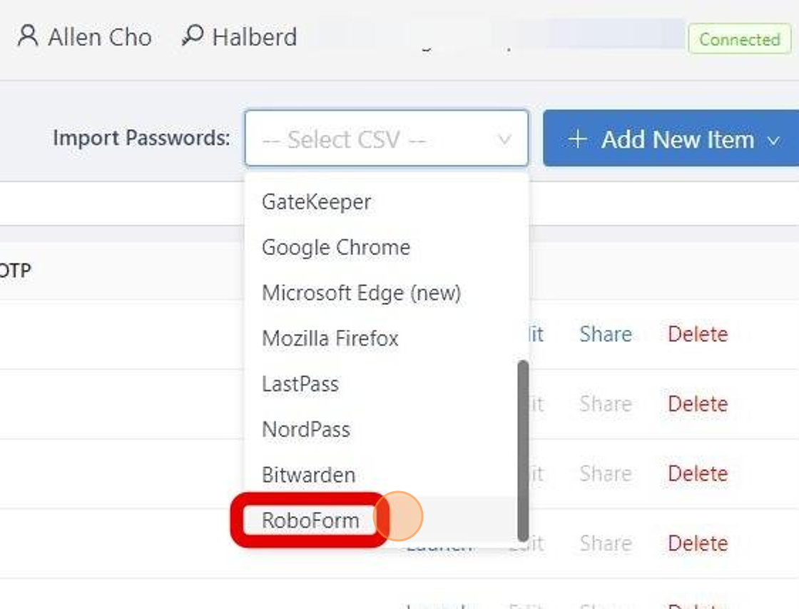 How To Export Credentials From Roboform And Import To Gatekeeper