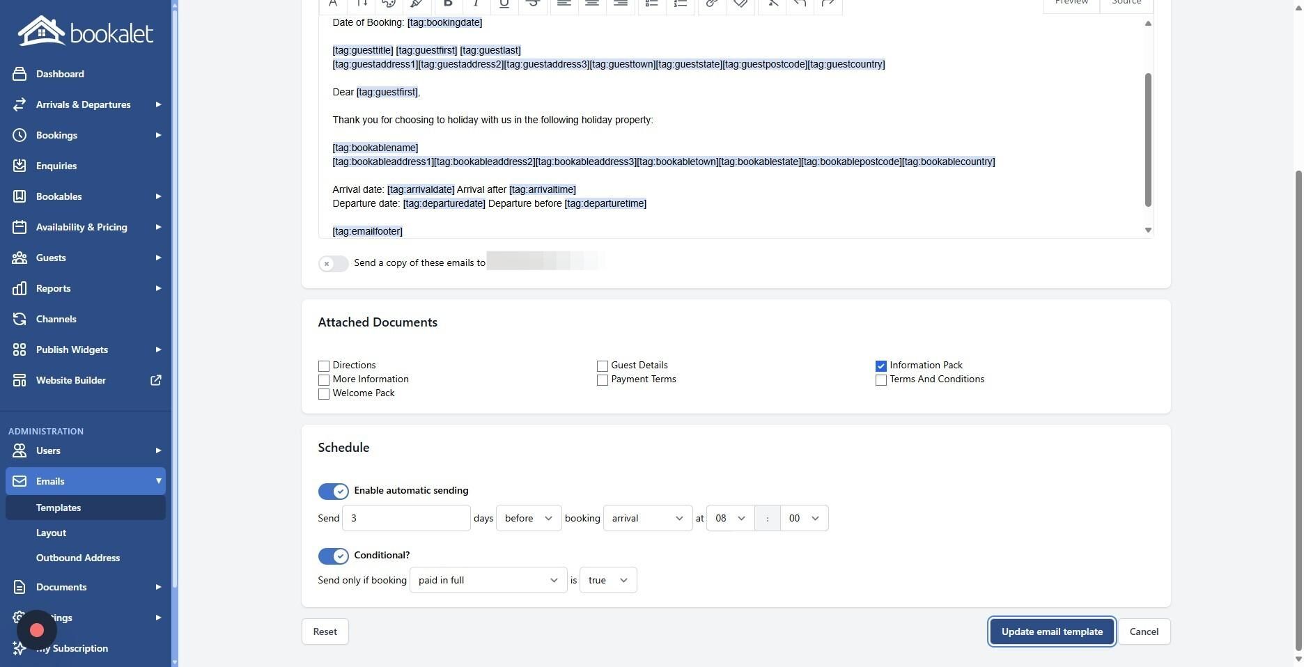 How do I send guests arrival information? - Bookalet