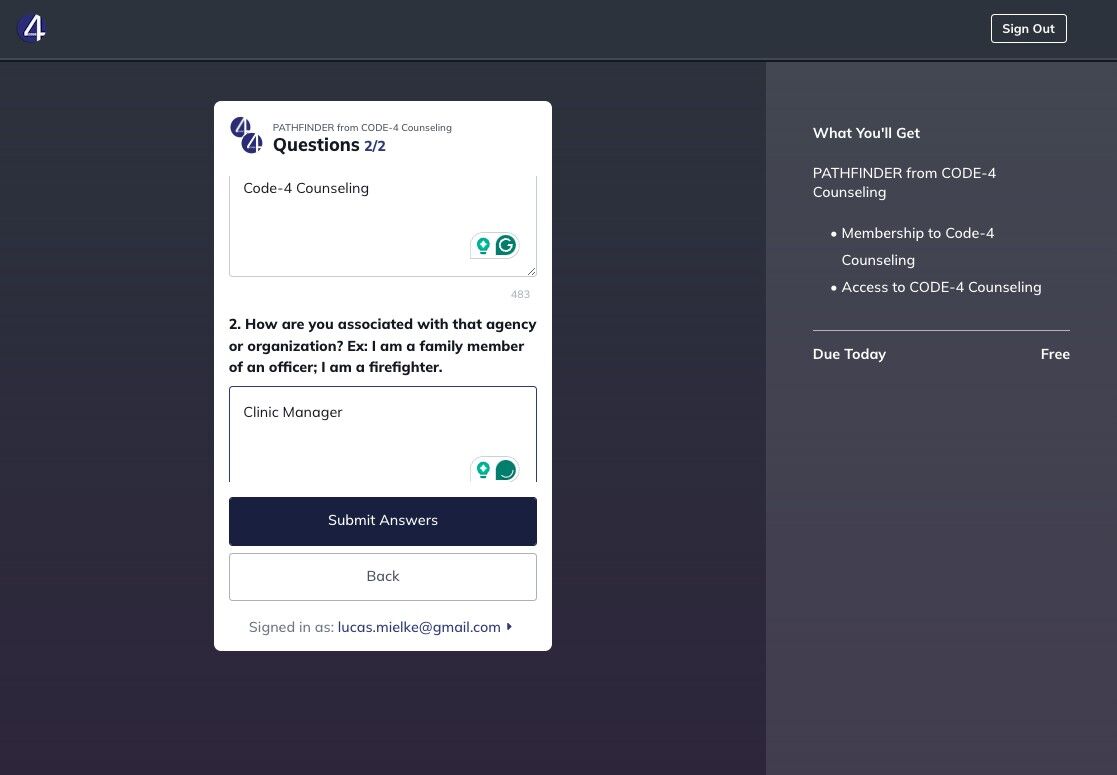 Code-4 Counseling — Get Started PATHFINDER