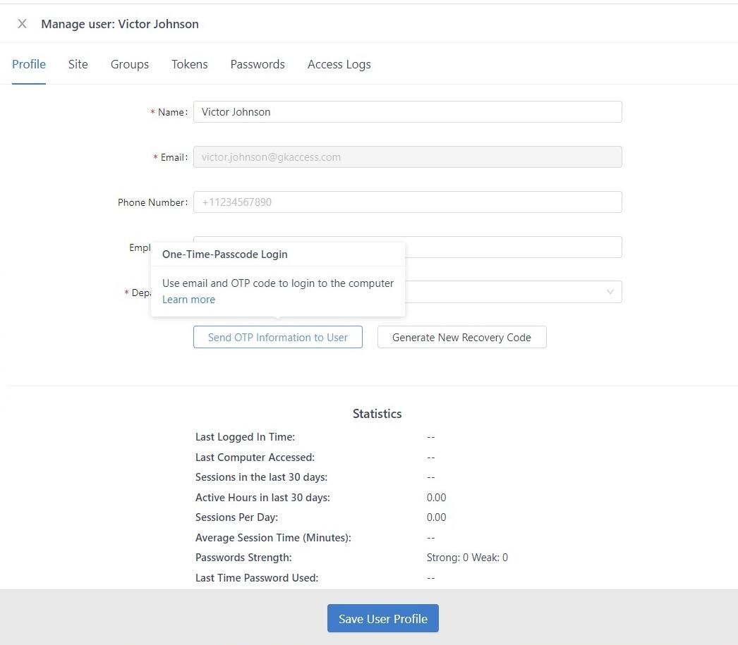 How to register OTP backup login method (Enterprise Version). – GateKeeper
