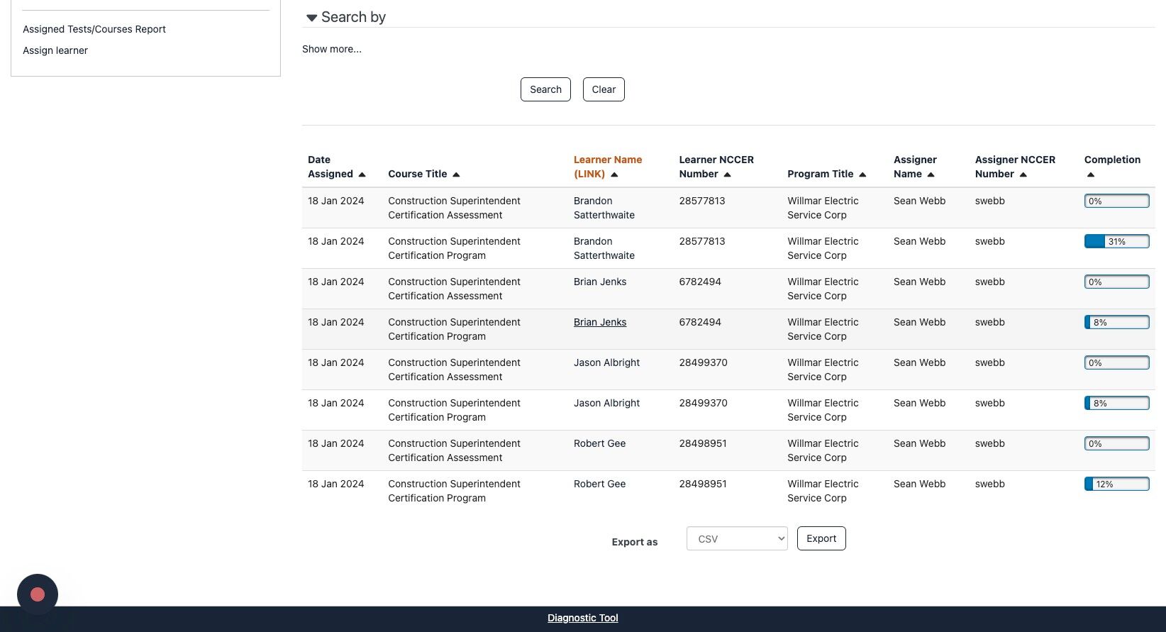 Facilitator: Accessing Learner Reports for the Construction Superintendent Certification Program