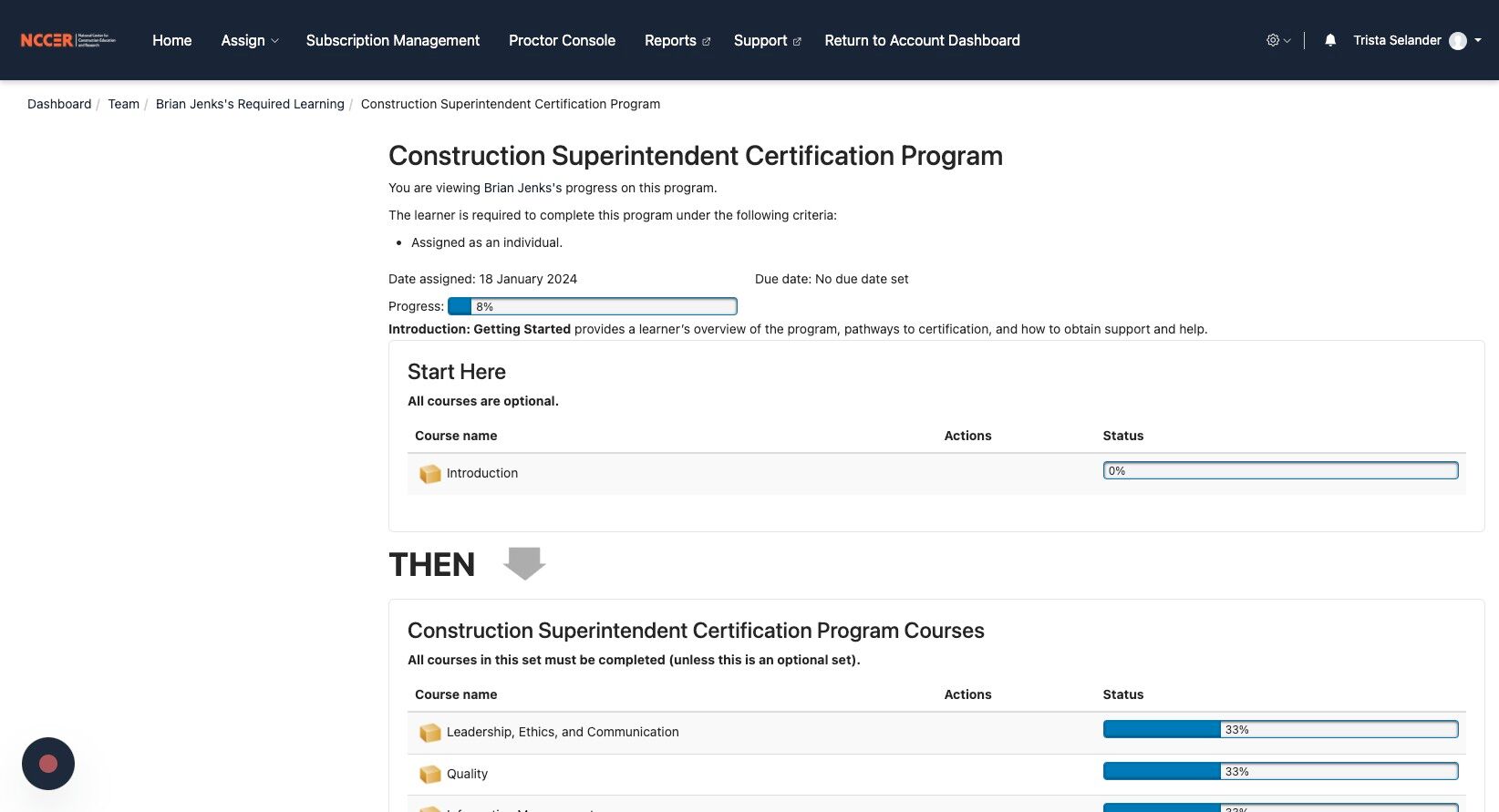 Facilitator: Accessing Learner Reports for the Construction Superintendent Certification Program