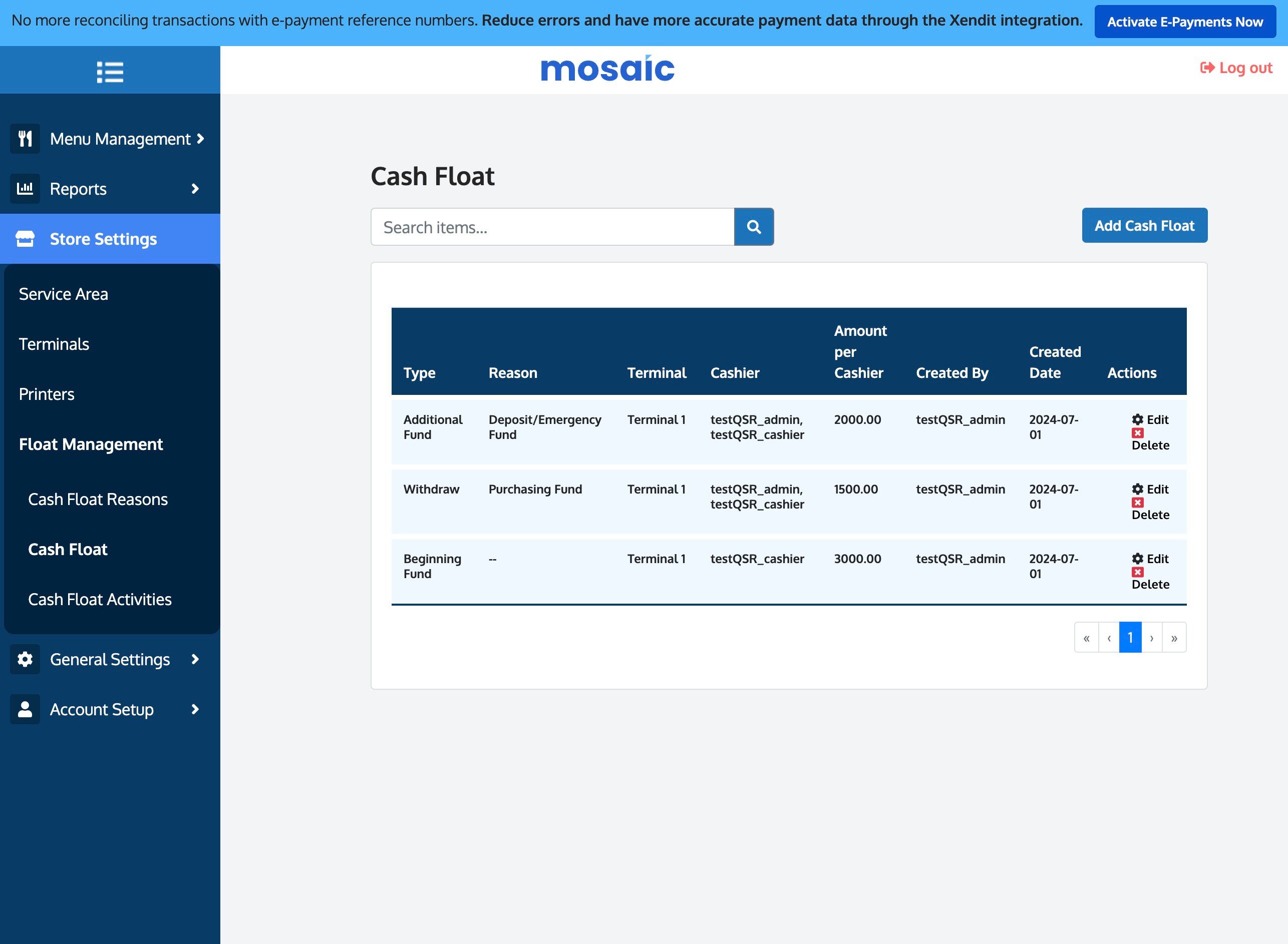 Remotely Add Cash Float to POS (Back Office)