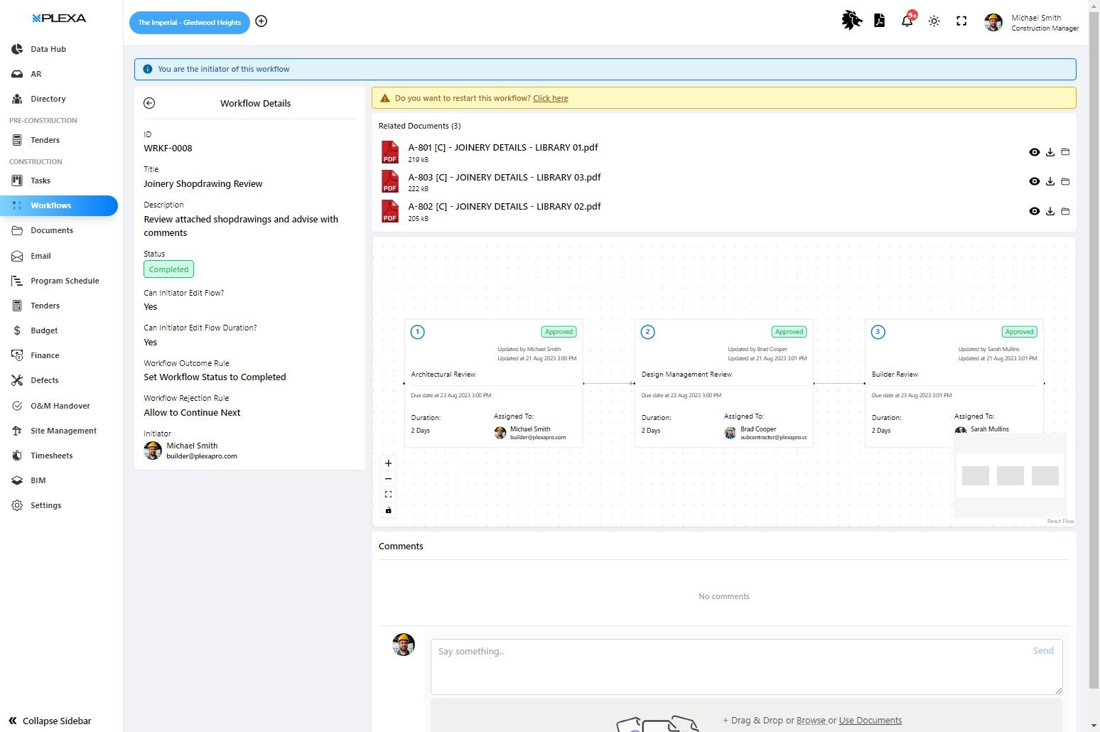 Restart a Completed or Rejected Workflow - Plexa Pro Knowledge Base