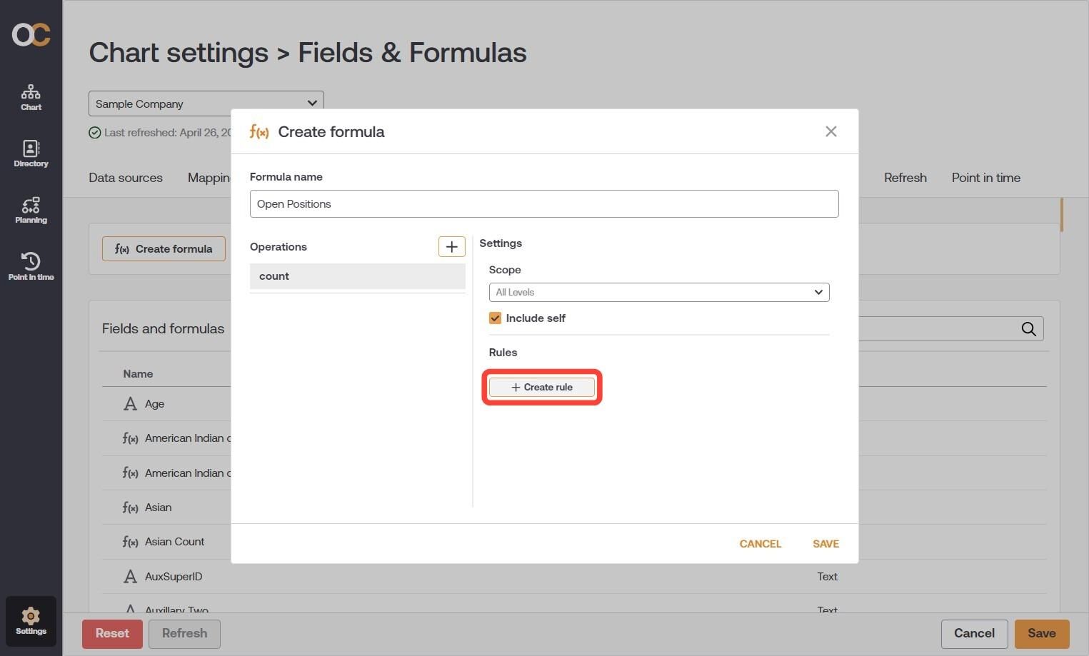 Static Formulas – OrgChart