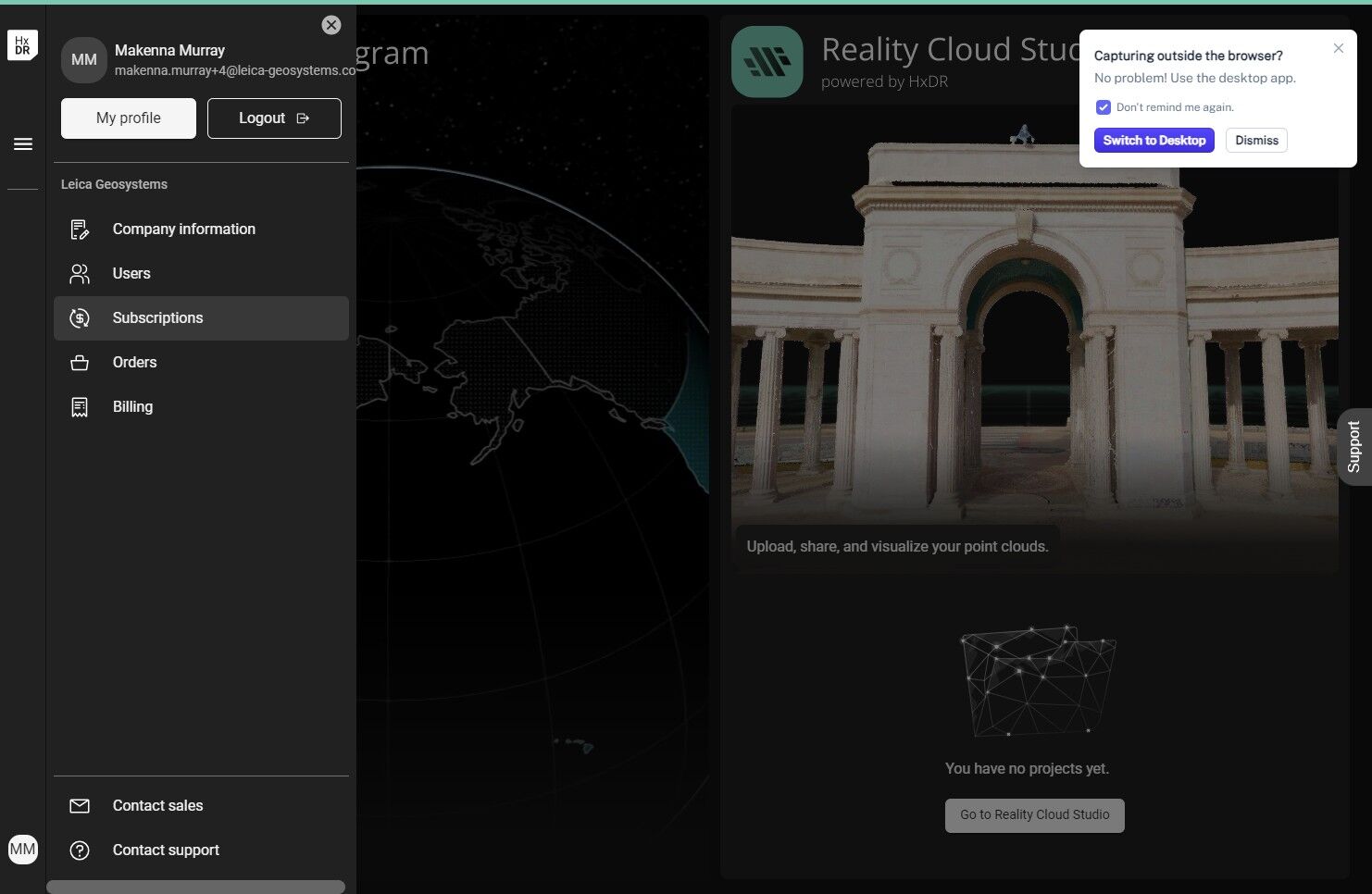 Sign up and Subscription Activation for Reality Cloud Studio
