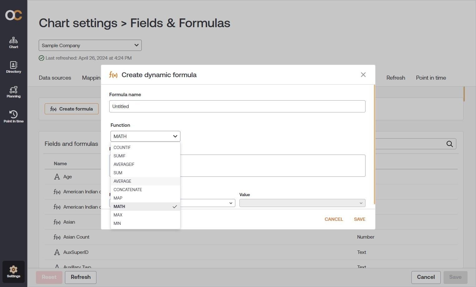 Dynamic Formulas – OrgChart