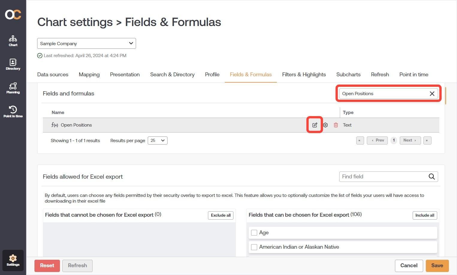 Static Formulas – OrgChart