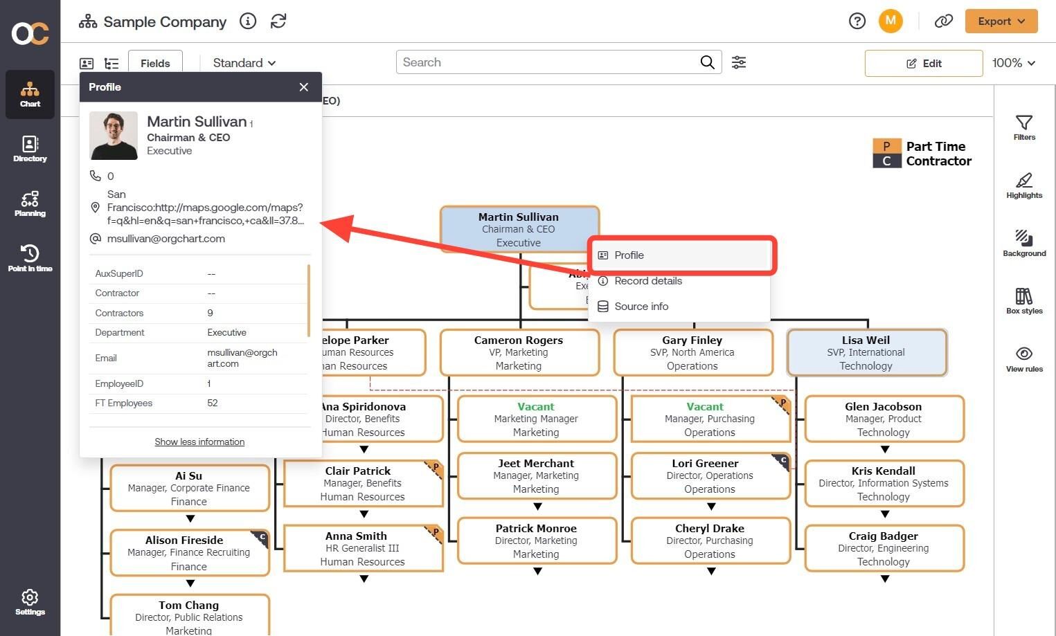 Profile – OrgChart
