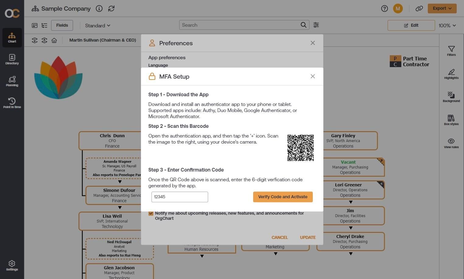 MFA (Multi-factor Authentication) – OrgChart