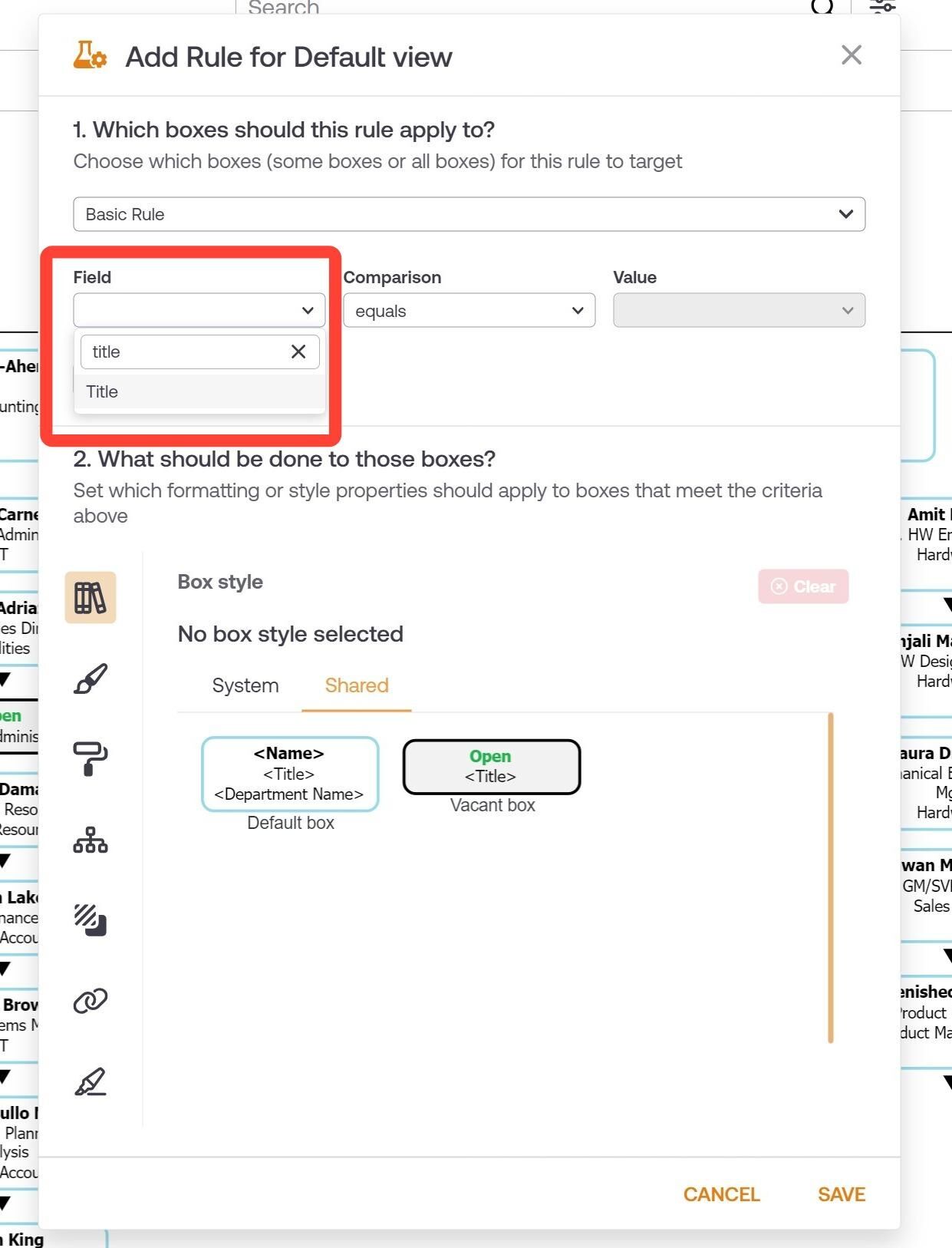 Creating and updating views – OrgChart