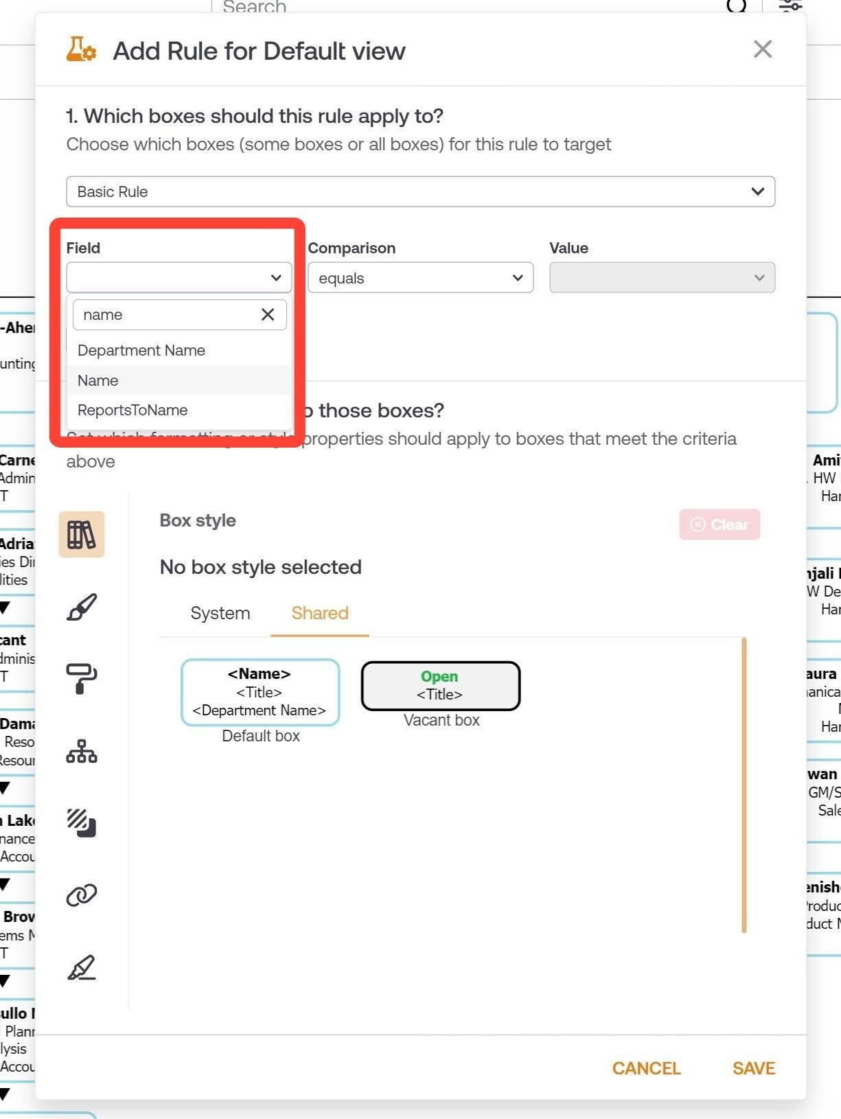 Creating and updating views – OrgChart