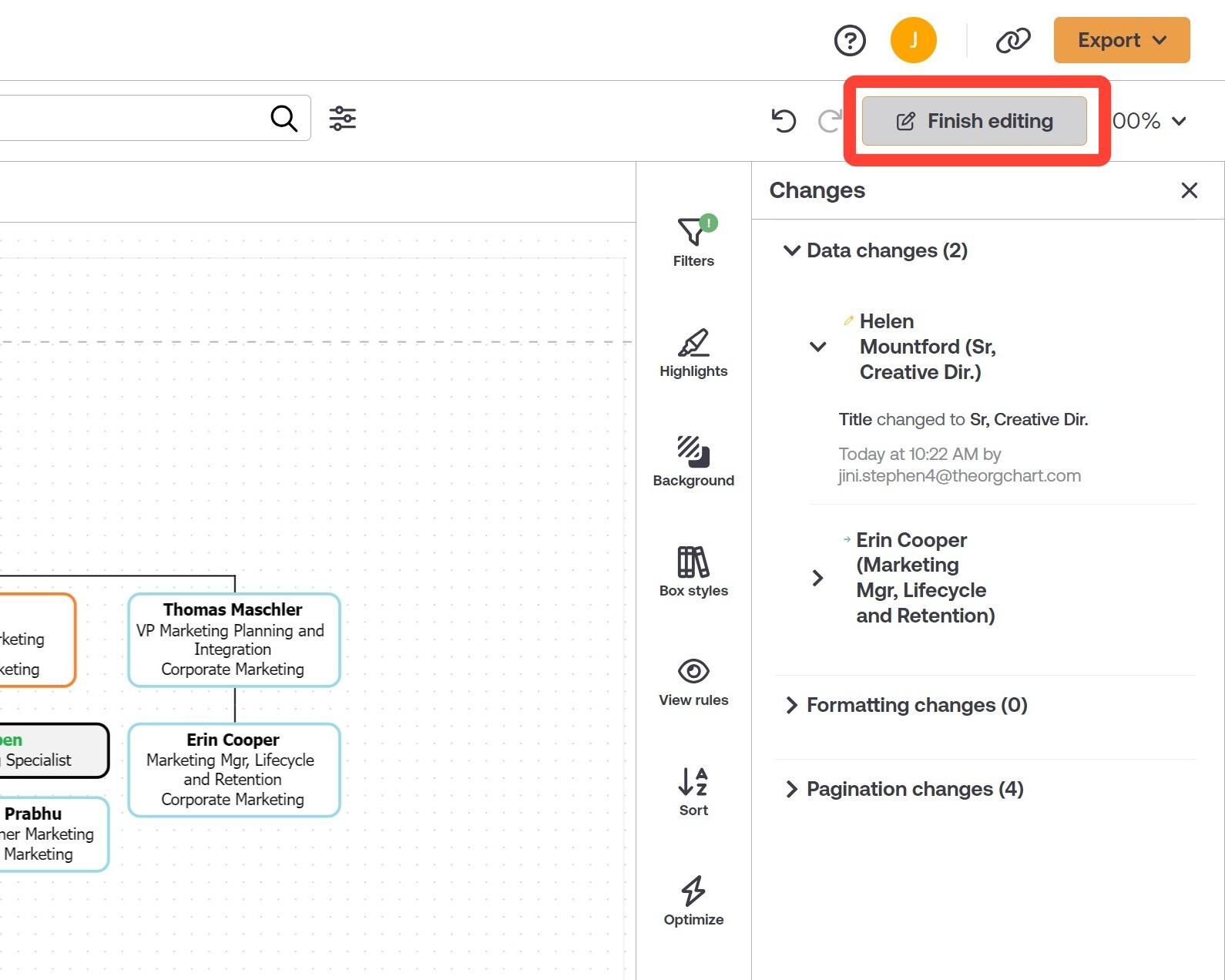 Editing custom charts – OrgChart