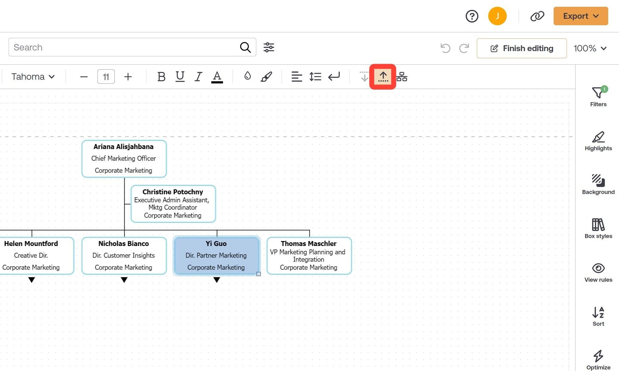 Editing custom charts – OrgChart