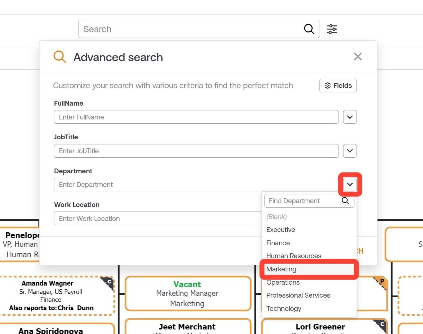 Search/Advanced Search – OrgChart
