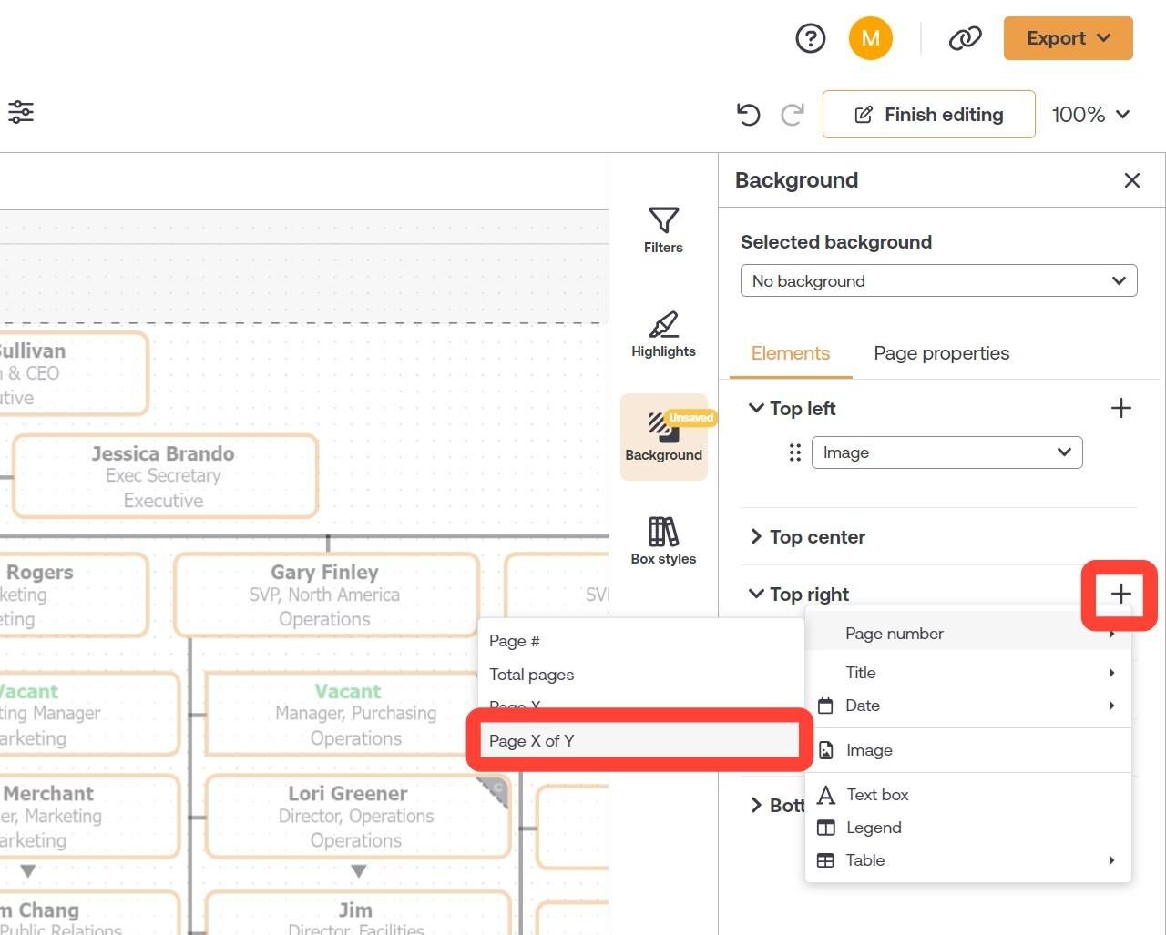 Creating and updating backgrounds – OrgChart