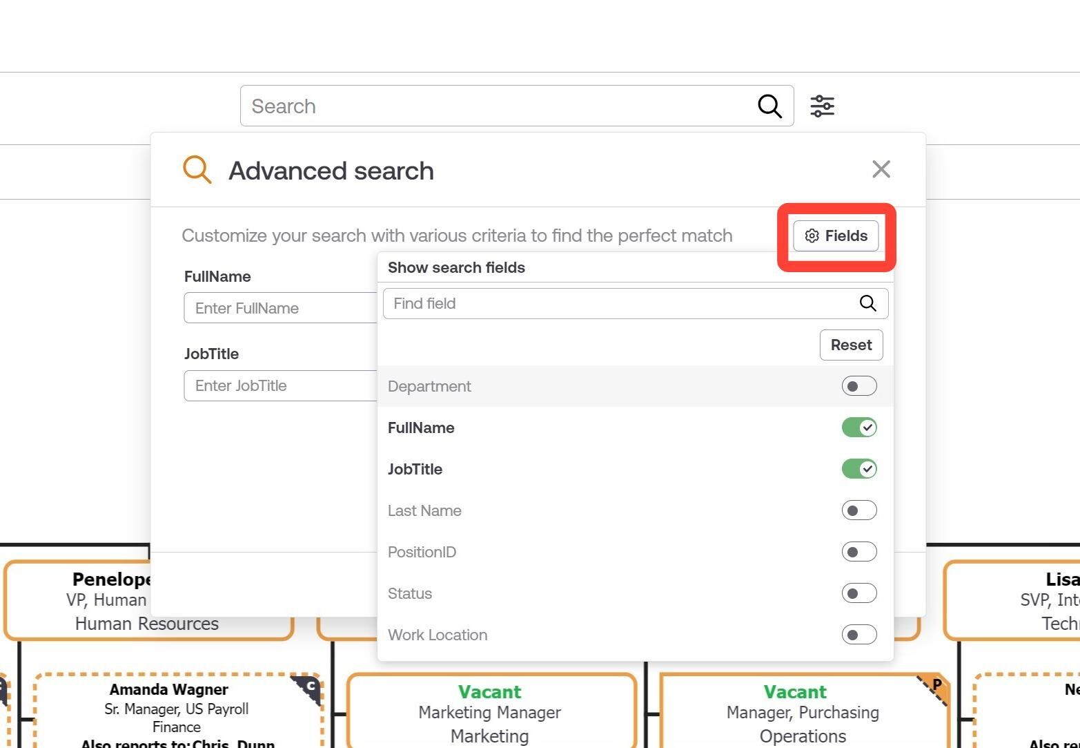 Search/Advanced Search – OrgChart
