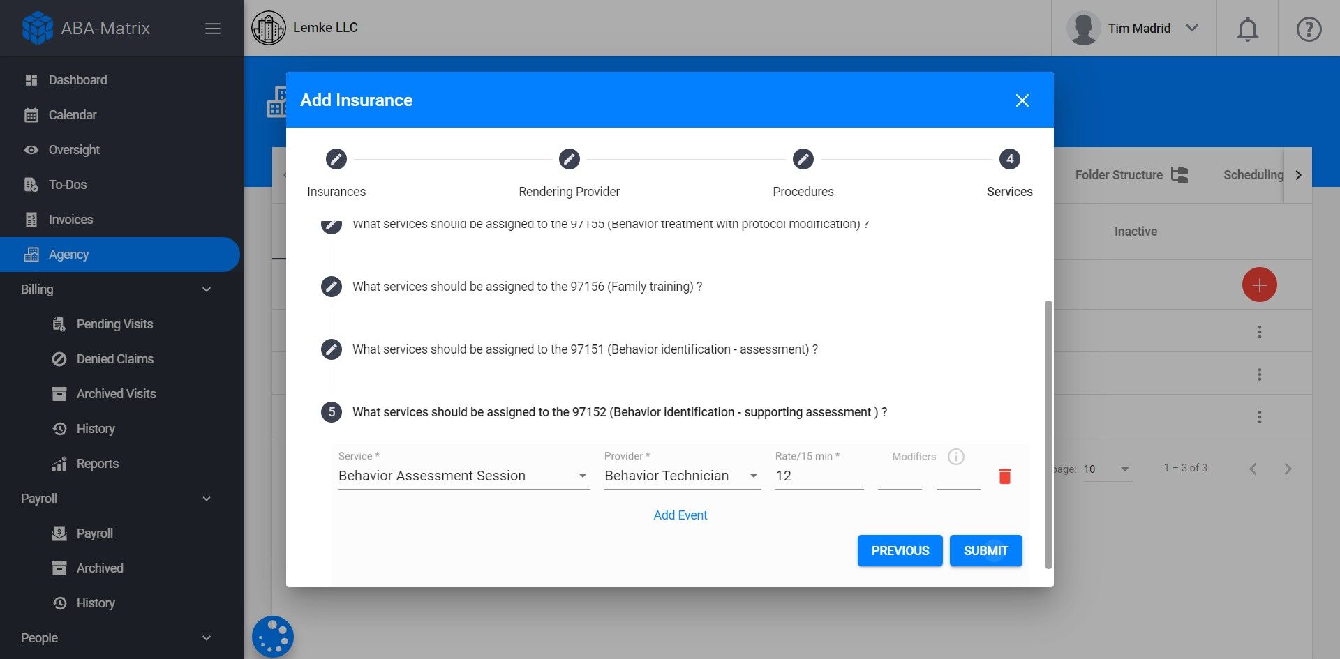 How to set up a new insurance - ABA Matrix Knowledge Desk
