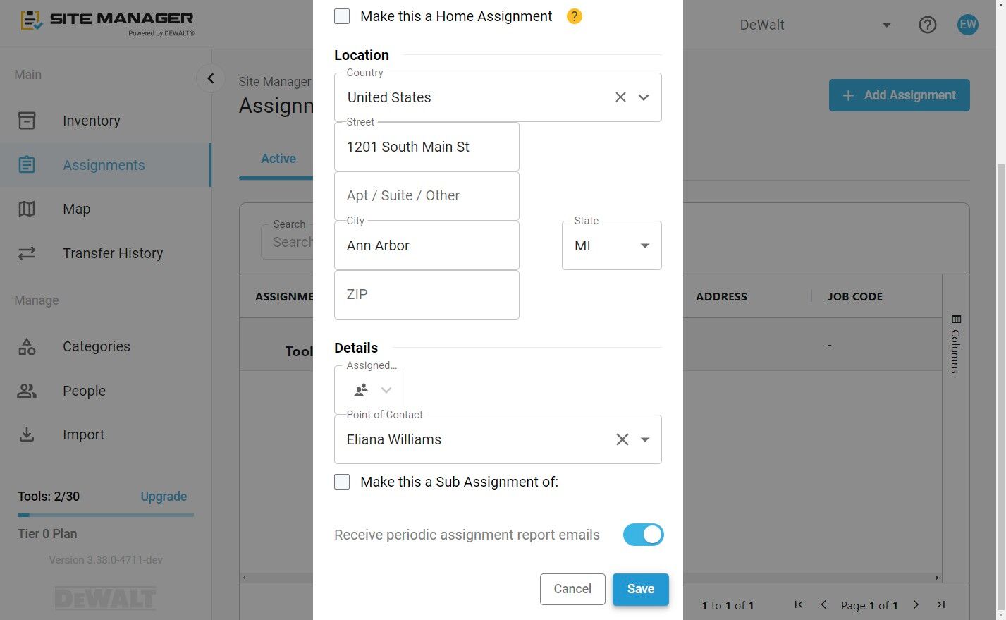Add Assignments – DEWALT