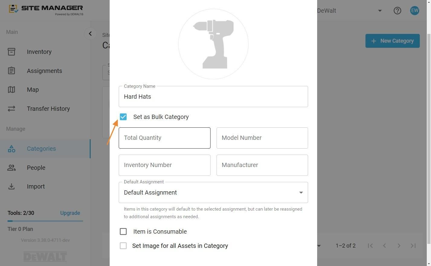 Create New Categories – DEWALT