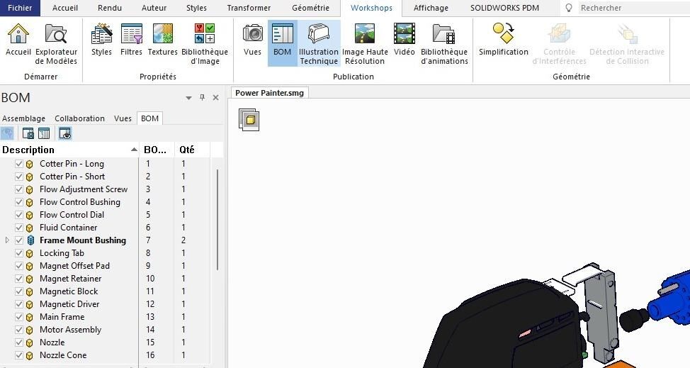 Générer une nomenclature interactive avec SOLIDWORKS Composer