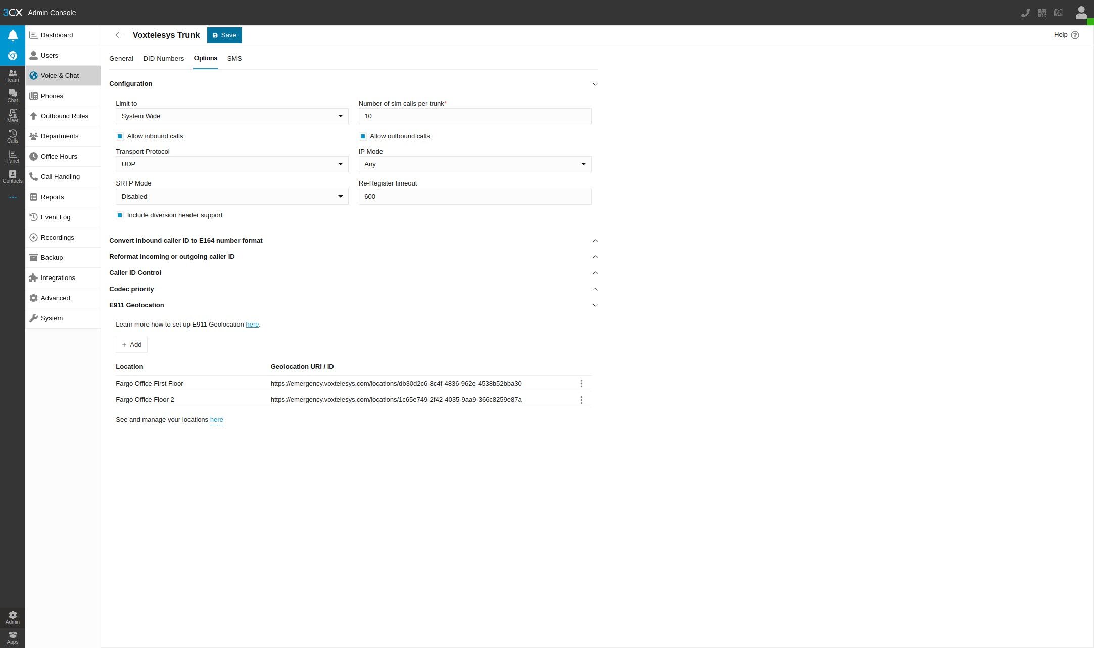 Configure E911 Geolocation in 3CX | Voxtelesys