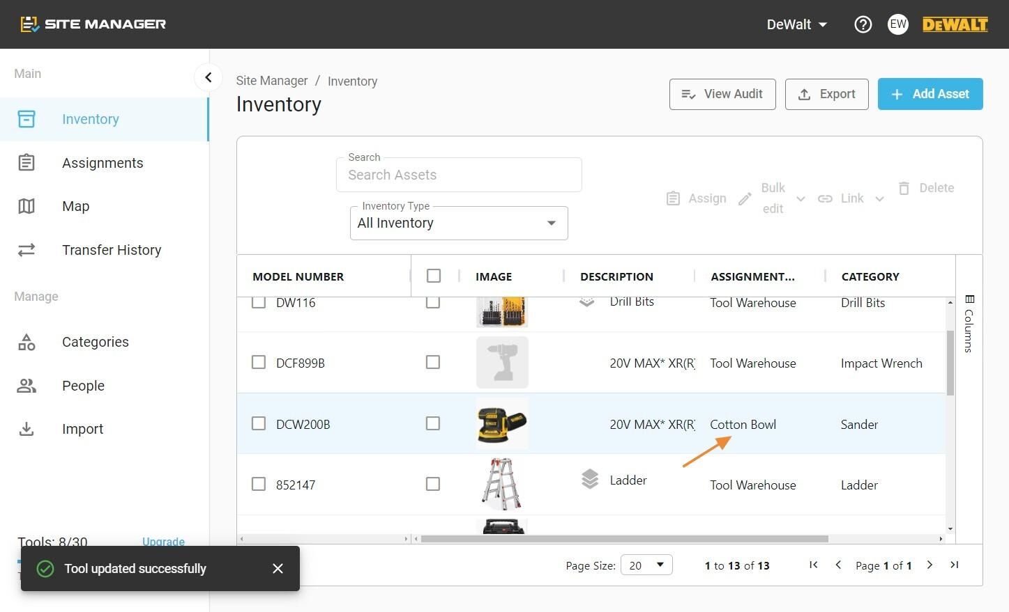 How to Assign Tools & Bulk Item – DEWALT