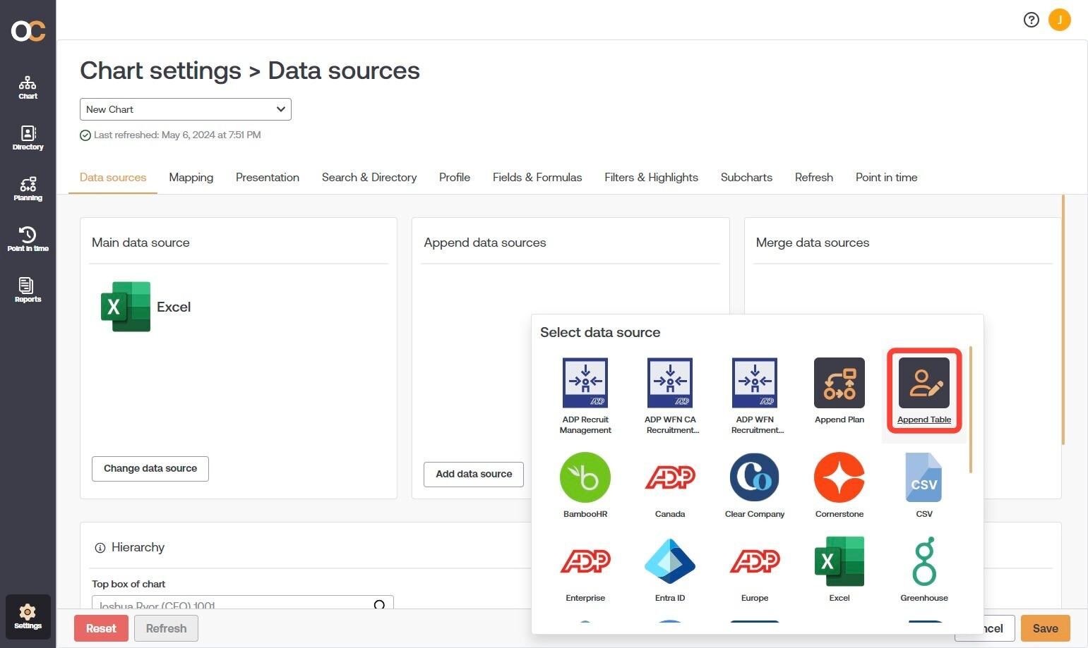 Append Tables – OrgChart
