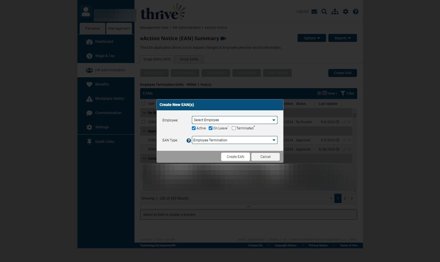 Submitting the Employee Termination EAN (for resignations and ...