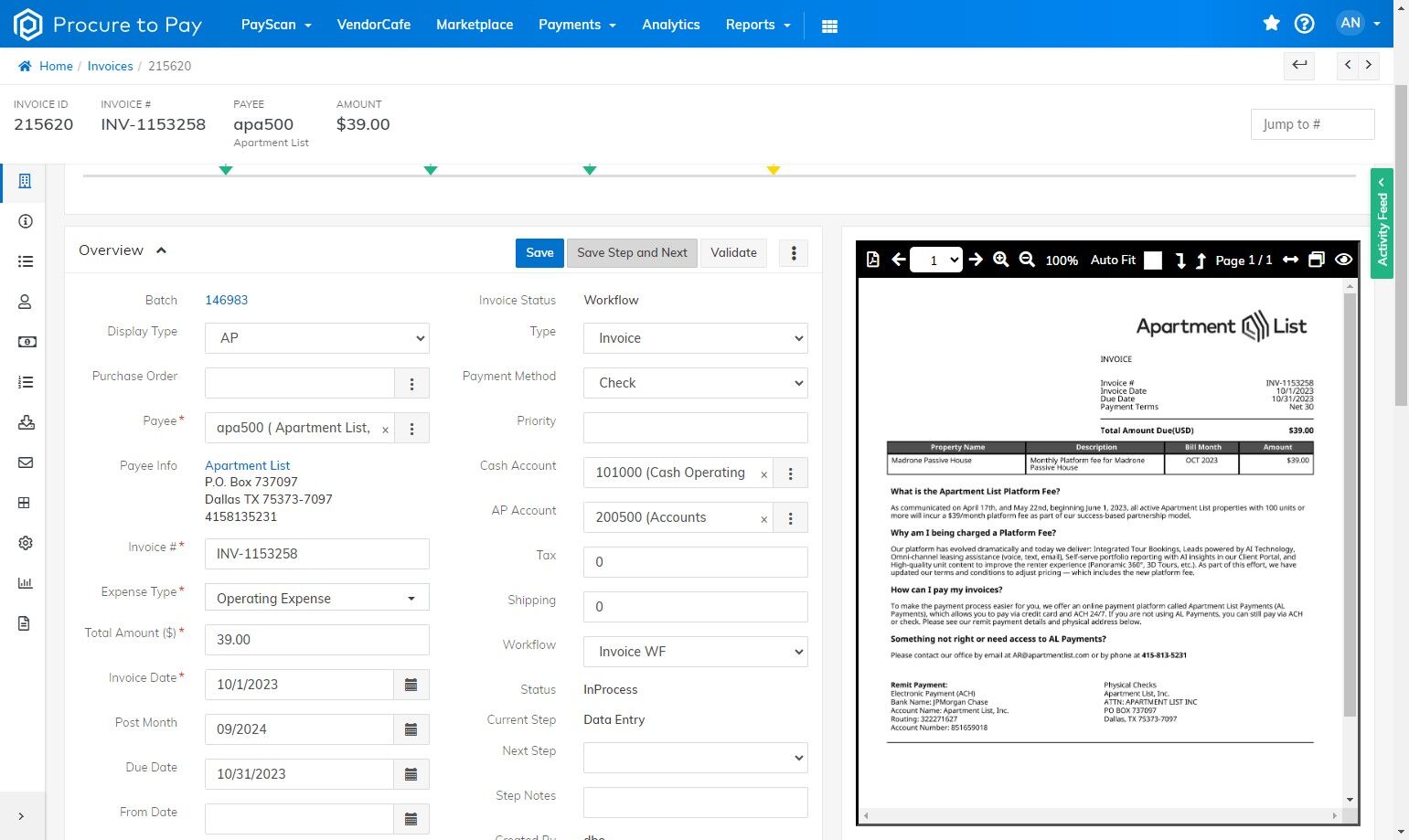 Complete an Invoice in Yardi Procure to Pay (P2P) – Thrive Communities