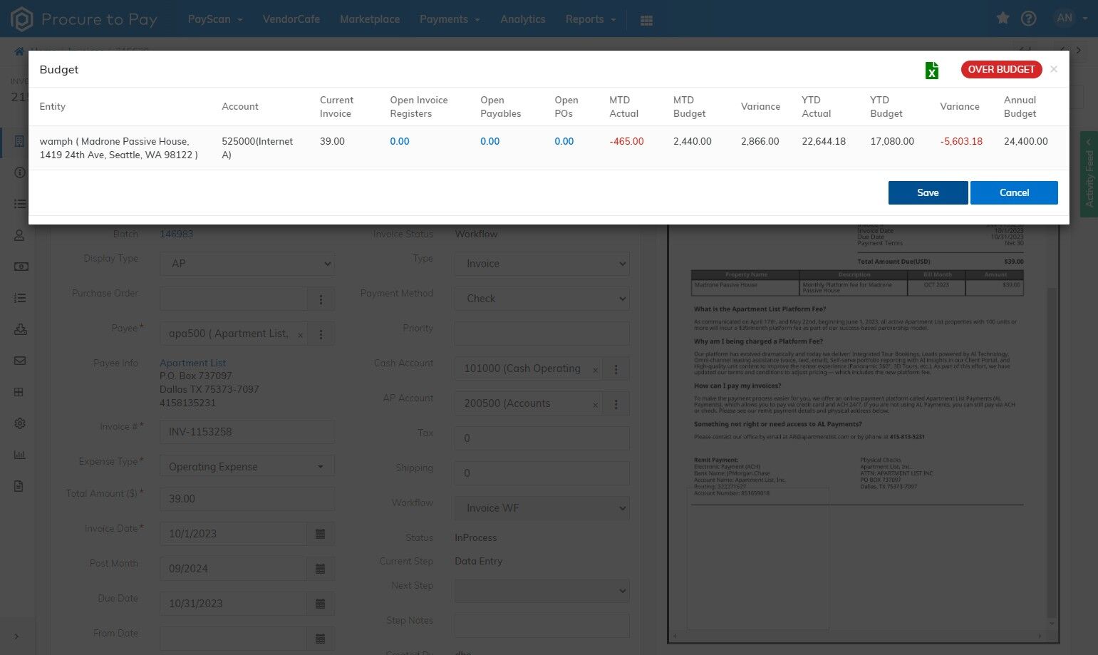 Complete an Invoice in Yardi Procure to Pay (P2P) – Thrive Communities