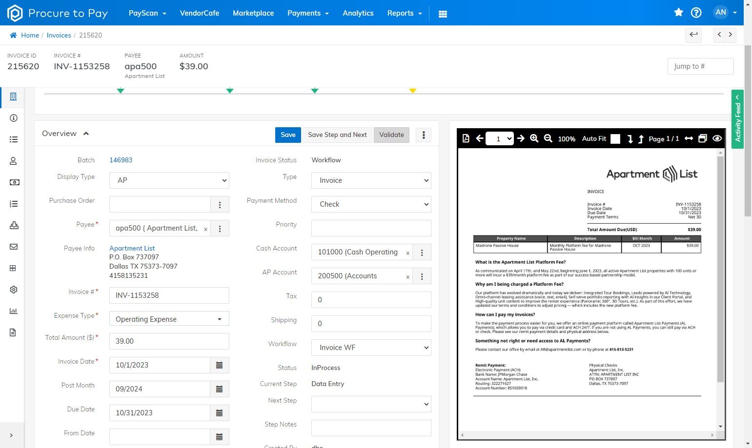 Complete an Invoice in Yardi Procure to Pay (P2P) – Thrive Communities